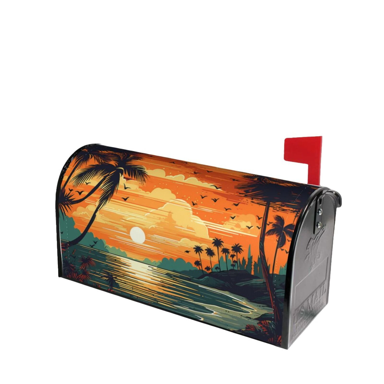 Fotbe Tropical Sunset Paradise Mailbox Covers Post Letter Box Cover ...
