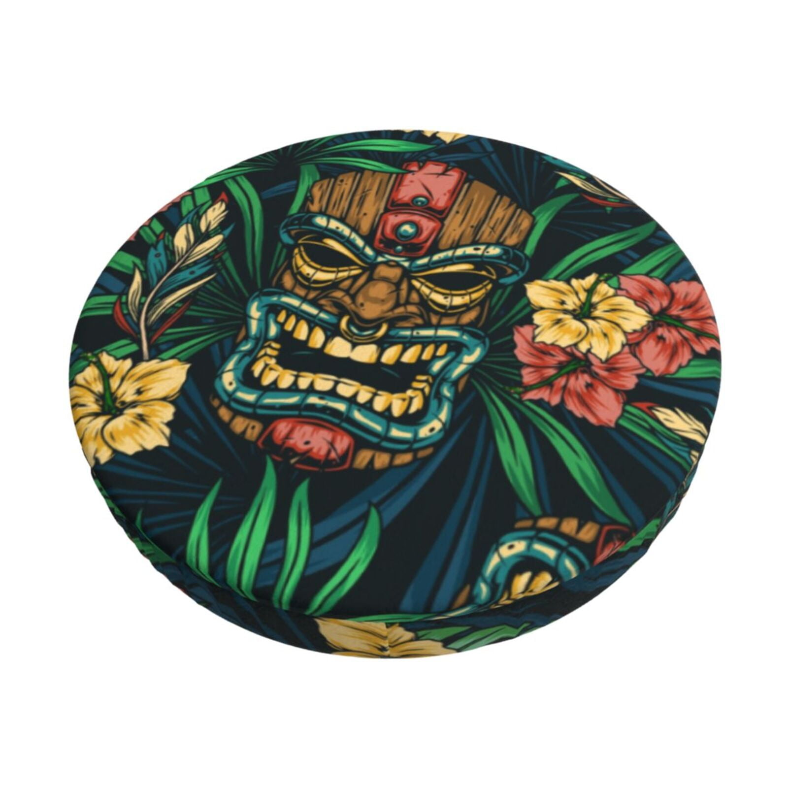 Fotbe Tropical Tribe Mask Stool Covers Round,Waterproof Round Bar Stool ...
