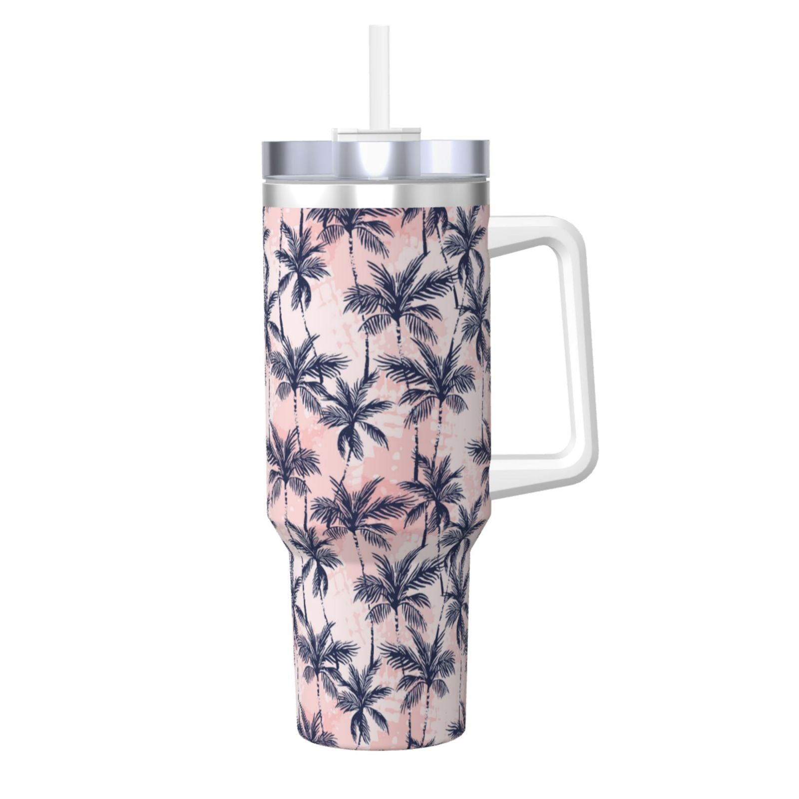 Fotbe Tropics Palm Trees Pattern 40oz Ice Bully With Handle And Straw ...