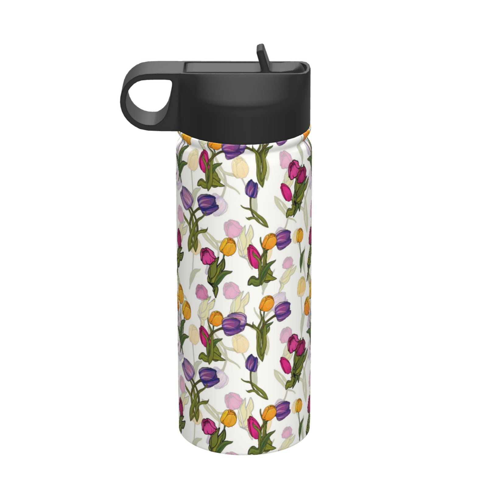 Fotbe Tulips Flowers Pattern 18oz Sports Insulated Kettle Stainless ...