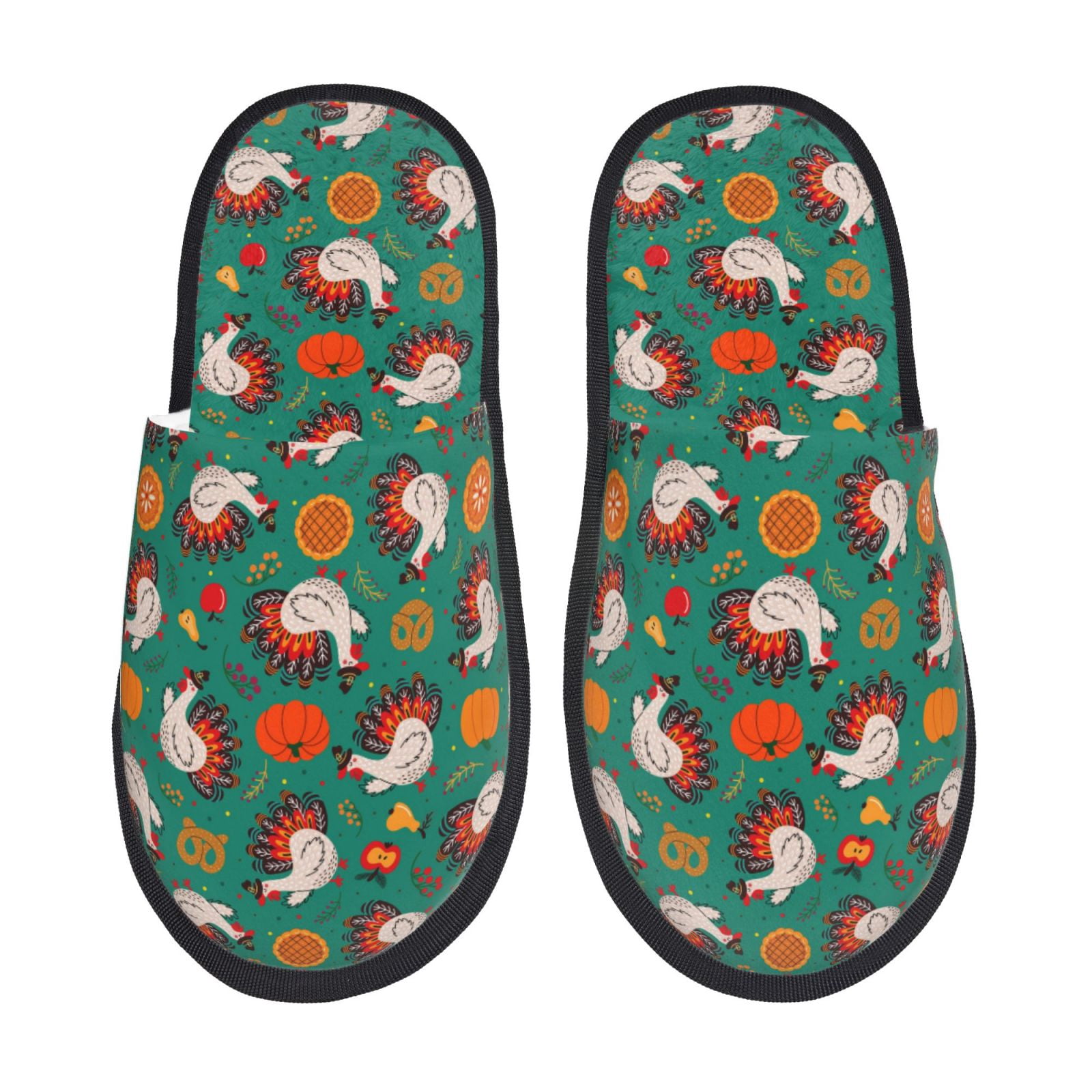 Fotbe Turkey And Thanksgiving1 Pattern Women's Fuzzy Slippers Plush ...