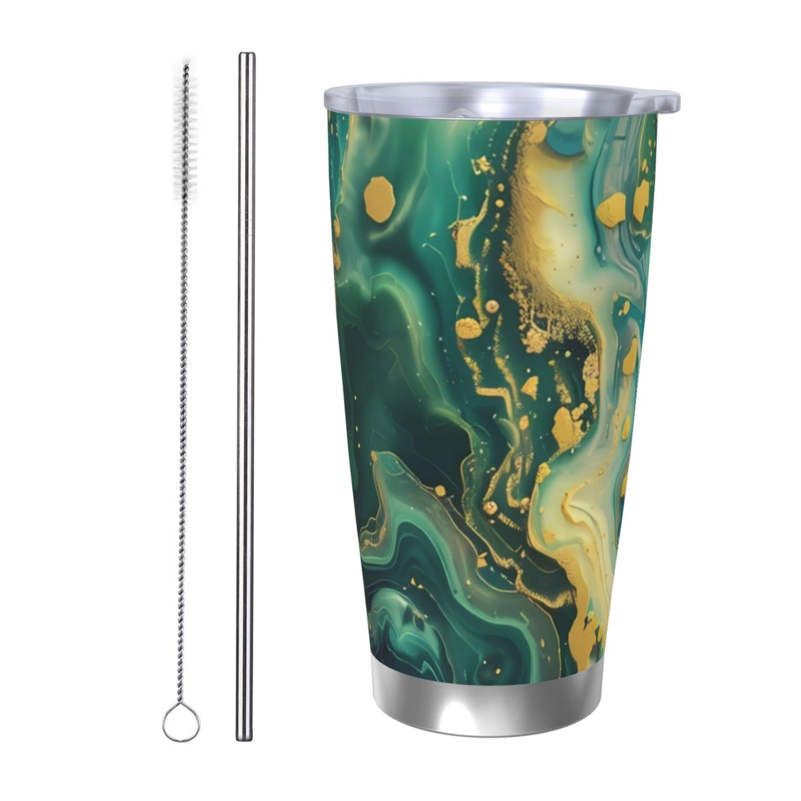 Fotbe Turquoise Golden Swirl Pattern 20 oz Tumbler Stainless Steel ...