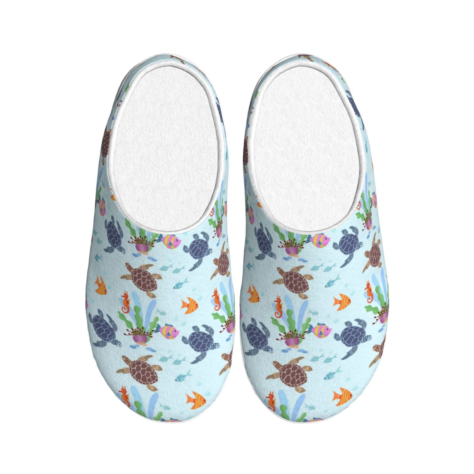 Fotbe Turtle Pattern Women's Fuzzy Curly Fur Memory Foam Loafer ...