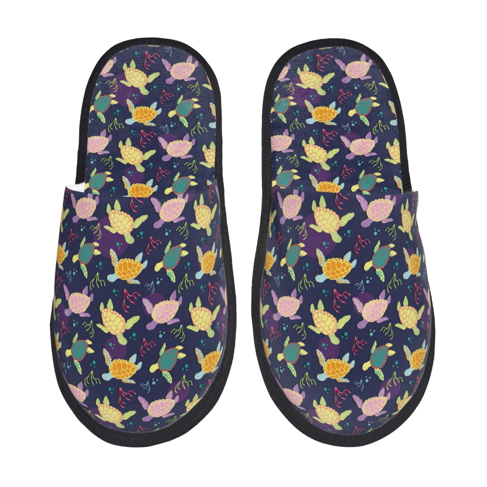Fotbe Turtle Pattern Women's Fuzzy Slippers Plush Slippers Fluffy ...