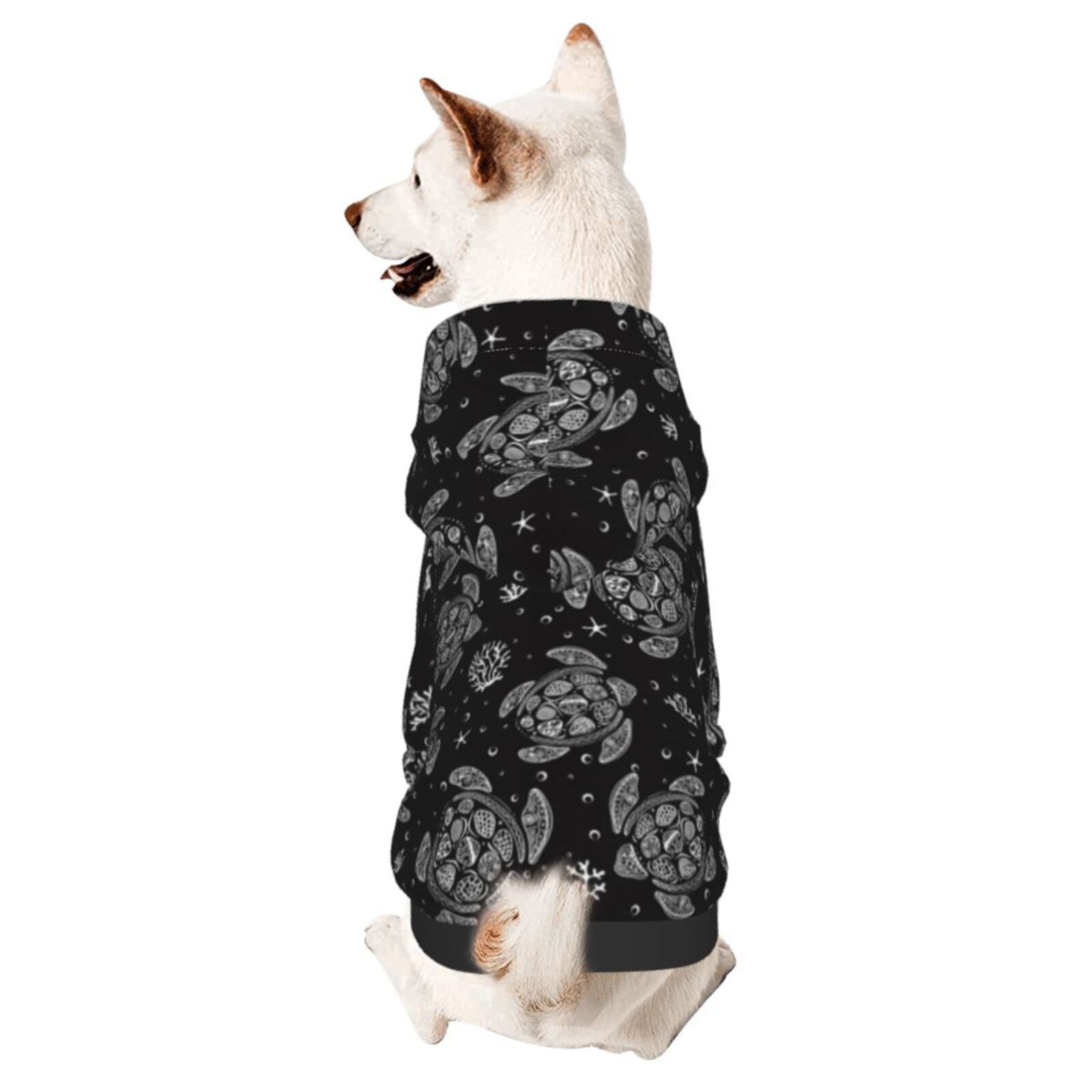 Fotbe Turtle Print Small Dog Sweater Hoodies Pet Grey Hooded Soft ...