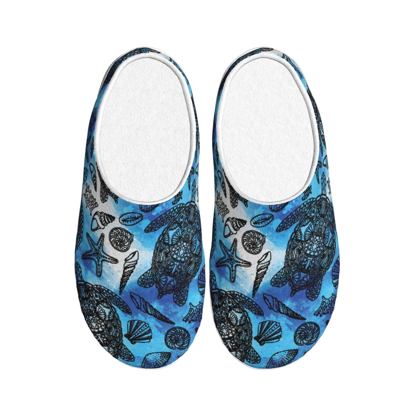 Fotbe Turtle，Shell Algae Starfish Coral Pattern Women's Fuzzy Curly Fur ...