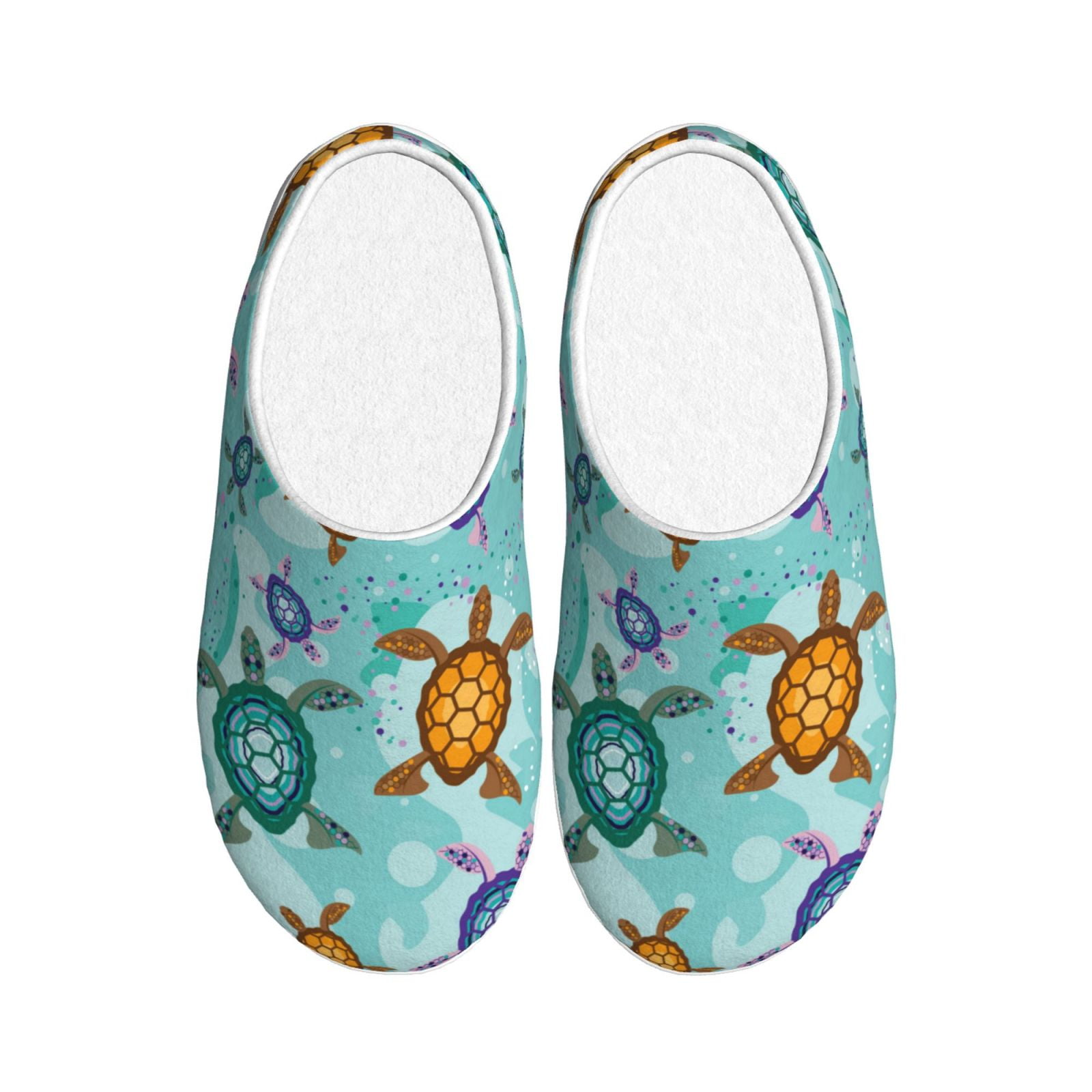 Fotbe Turtles And Sea Pattern Women's Fuzzy Curly Fur Memory Foam ...