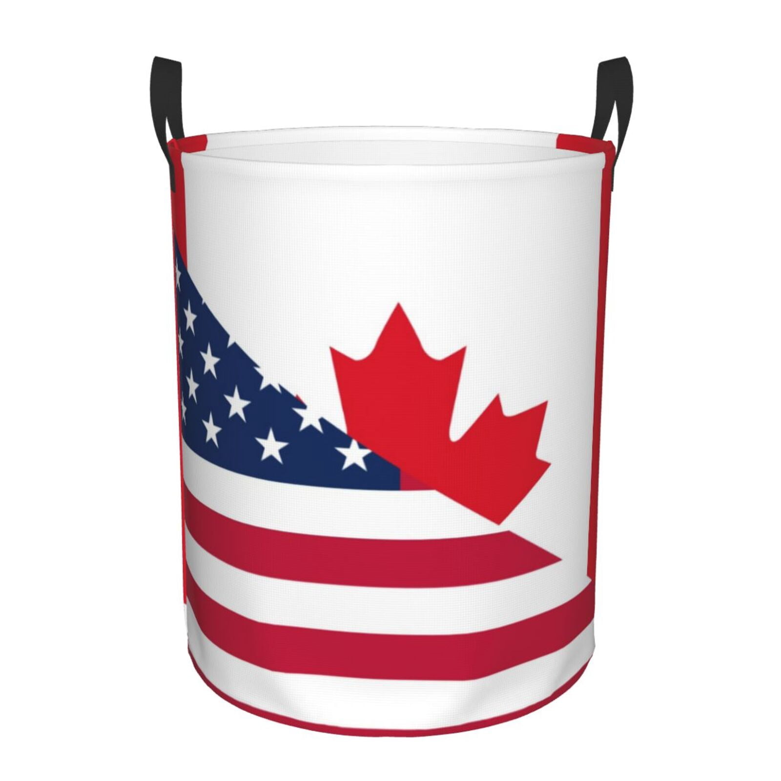 Fotbe USA Canada Flag Pattern Laundry Basket with Handles, Waterproof ...