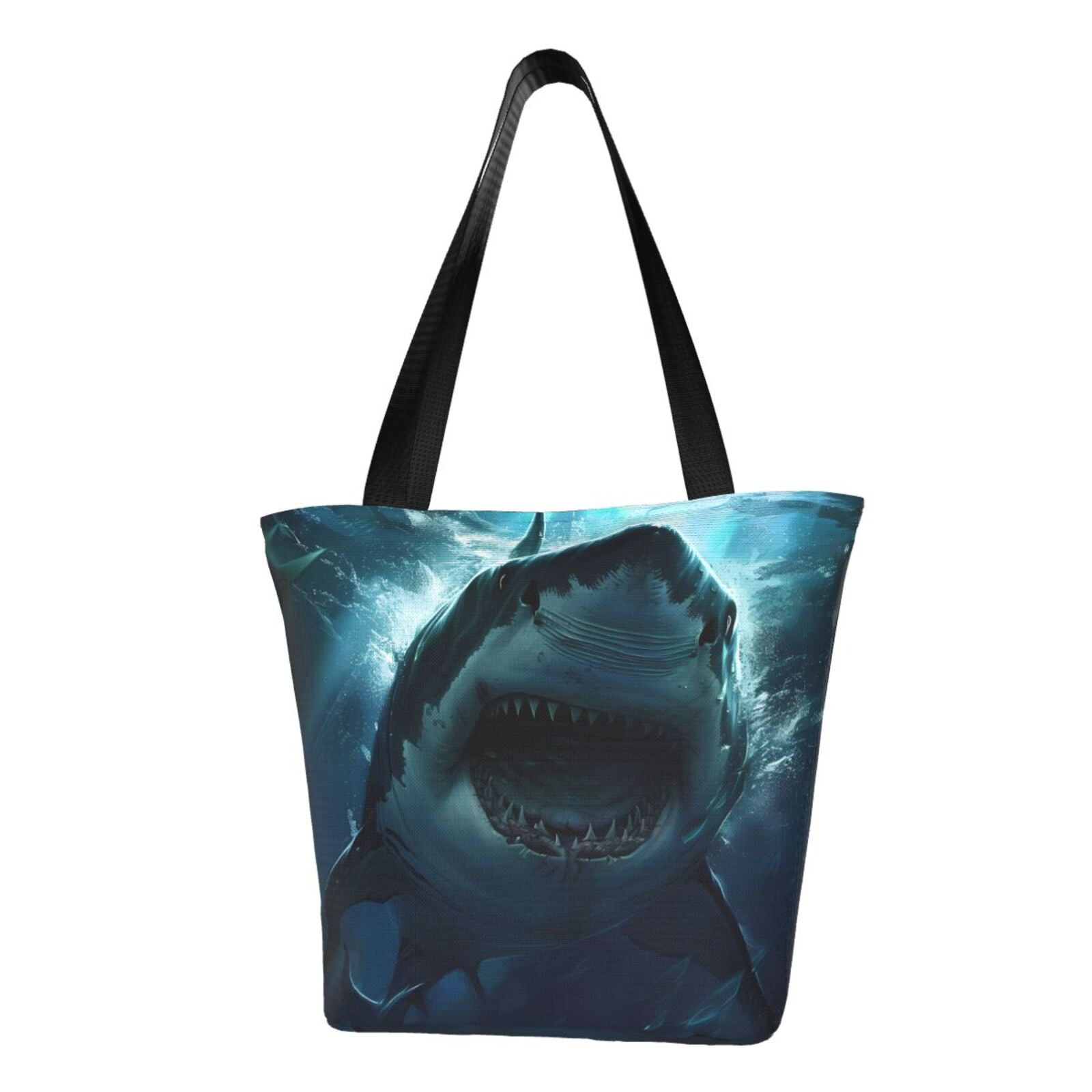 Fotbe Undersea Shark Pattern Beach Tote,Shoulder Handbag,Spacious Tote ...