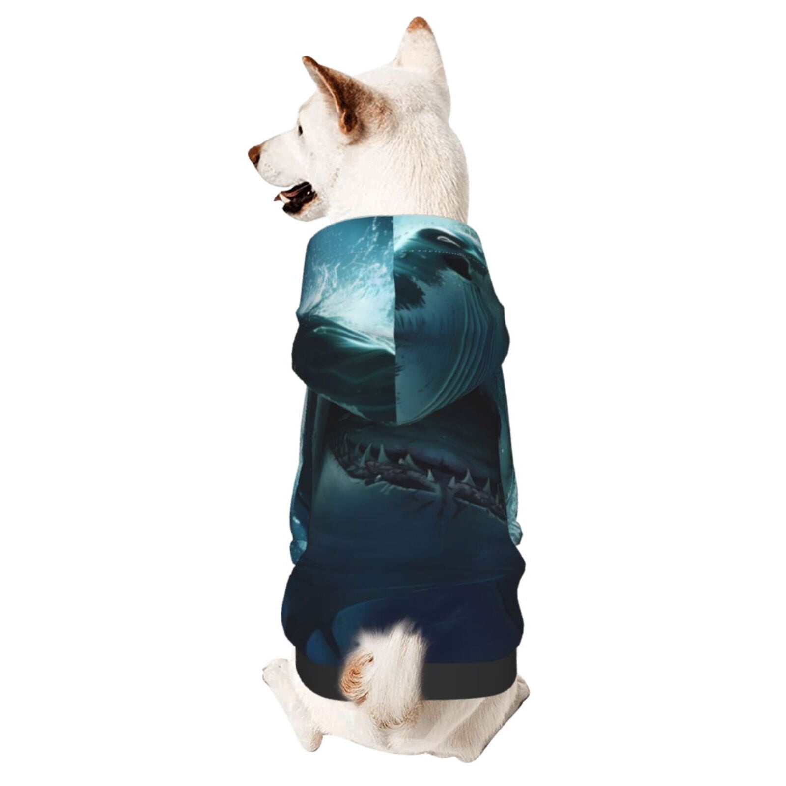 Fotbe Undersea Shark Print Small Dog Sweater Hoodies Pet Grey Hooded ...