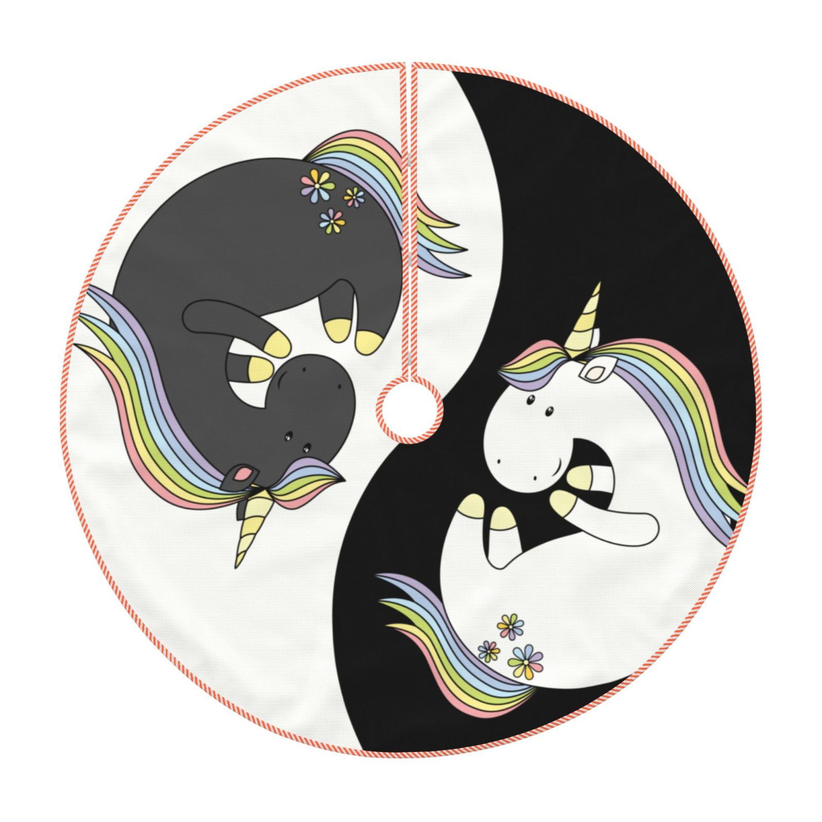 Fotbe Unicorn in Yoga Pattern Christmas Tree Skirt, Tree Skirts Plush ...