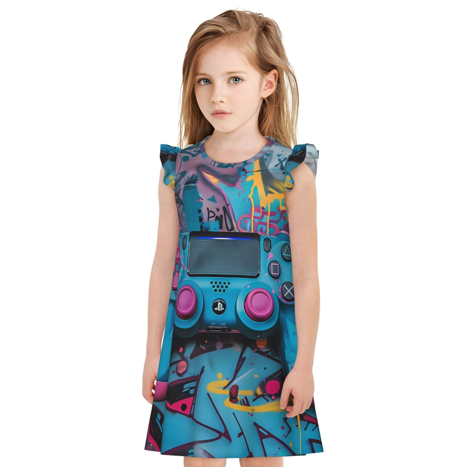 Fotbe Urban Graffiti Gaming Style Pattern Girls Nightgowns 3-10 Years ...