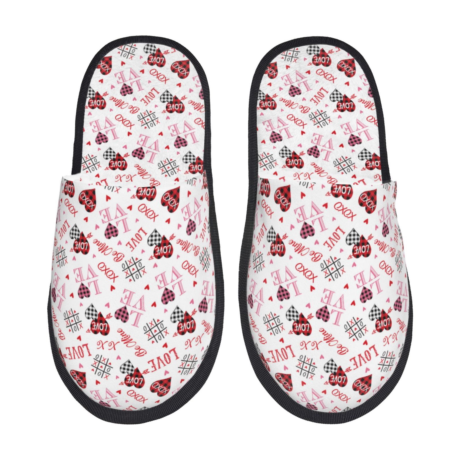 Fotbe Valentine's Day Pattern Women's Fuzzy Slippers Plush Slippers ...