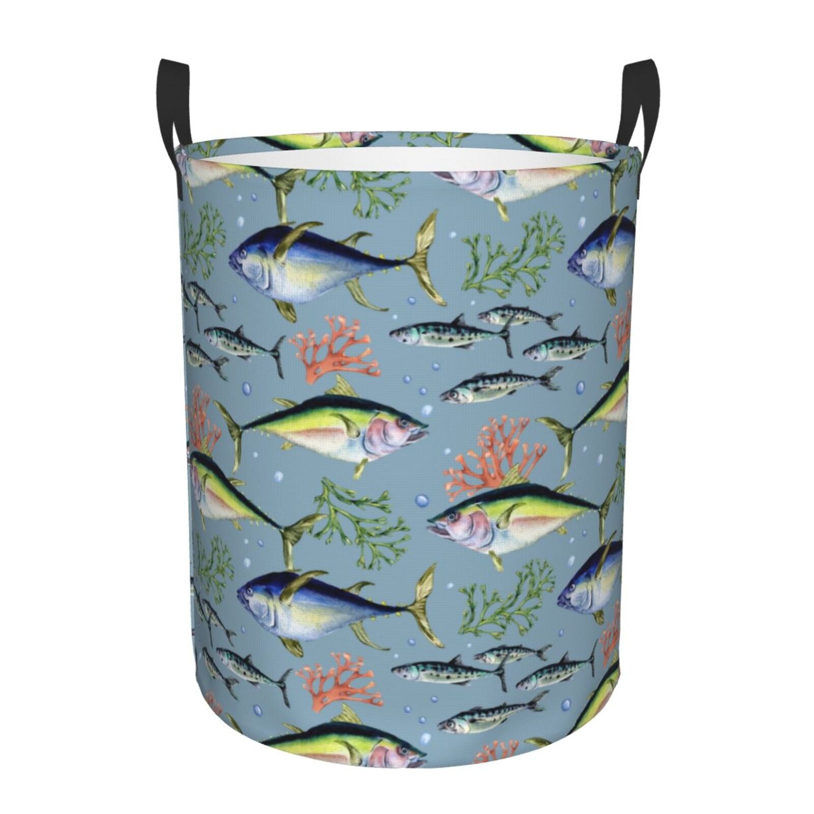 Fotbe Various Wild Sea Fish Laundry Basket with Handles, Waterproof ...
