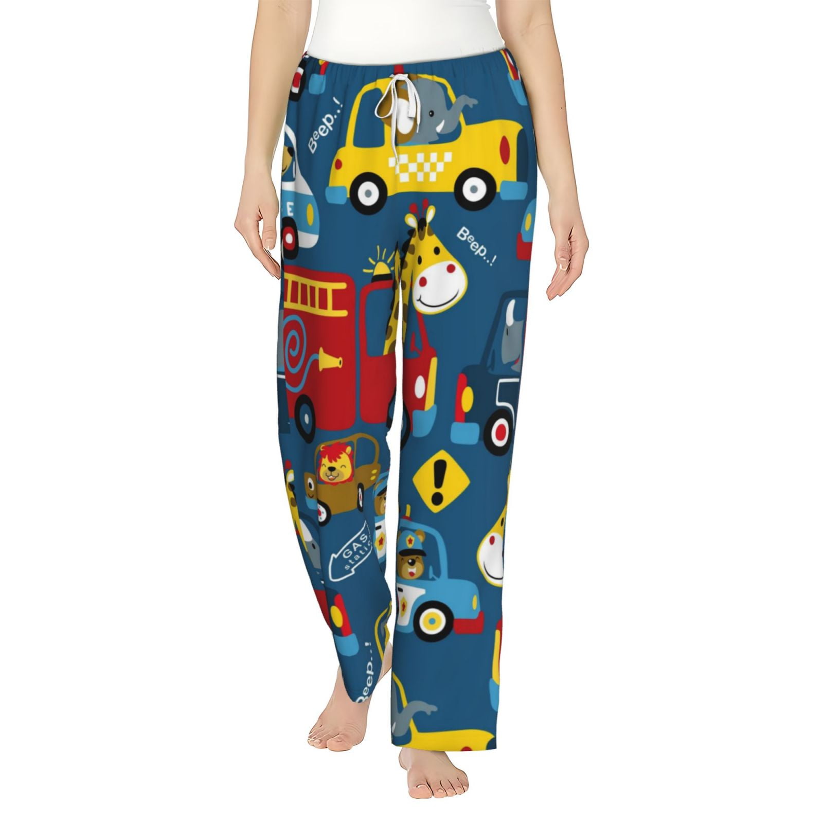 Fotbe Vehicles Cartoon with Funny Drivers Women's Pajama Pants ...
