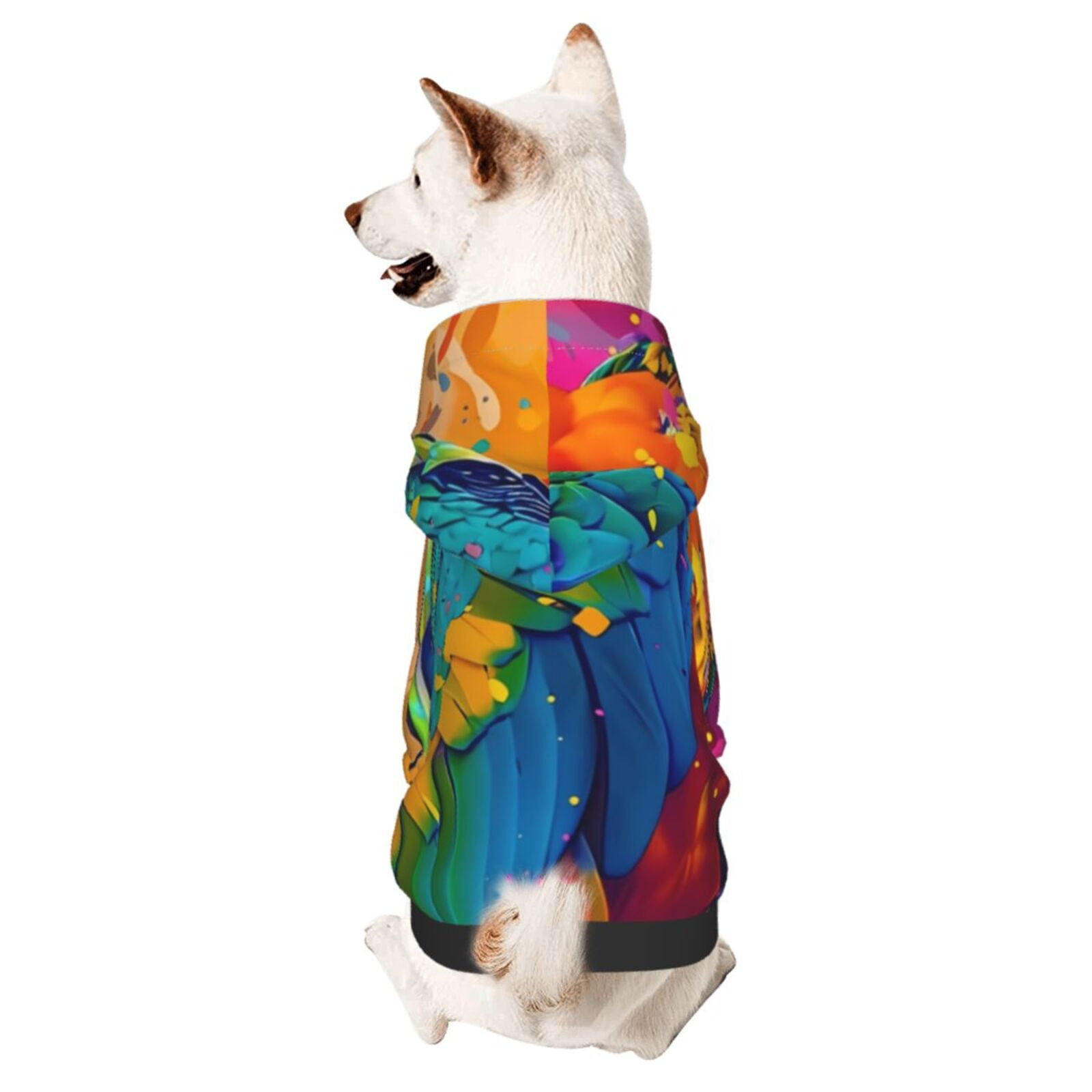 Fotbe Vibrant Parrot Splash Art Print Small Dog Sweater Hoodies Pet ...
