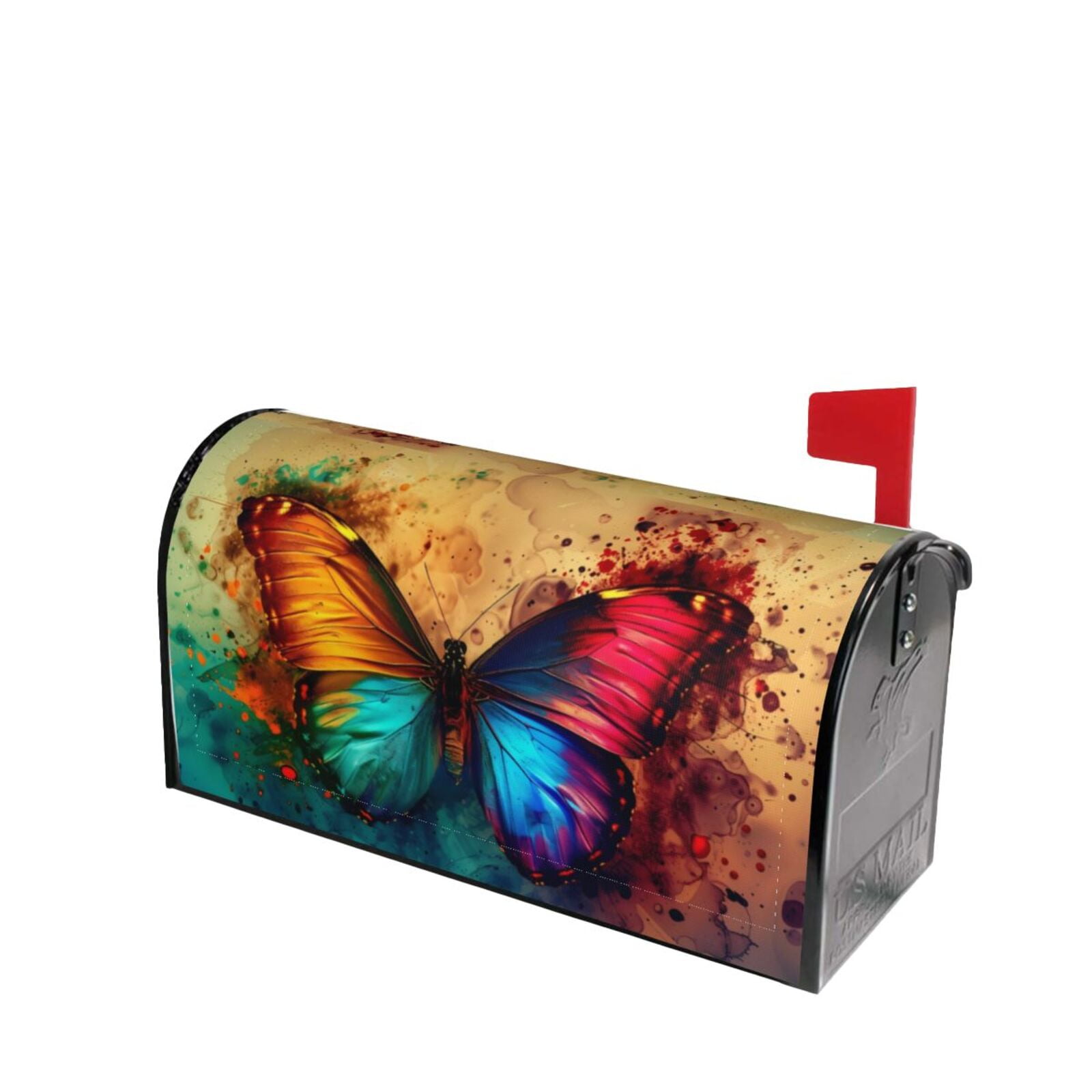 Fotbe Vibrant Rainbow Butterfly A Mailbox Covers Post Letter Box Cover ...