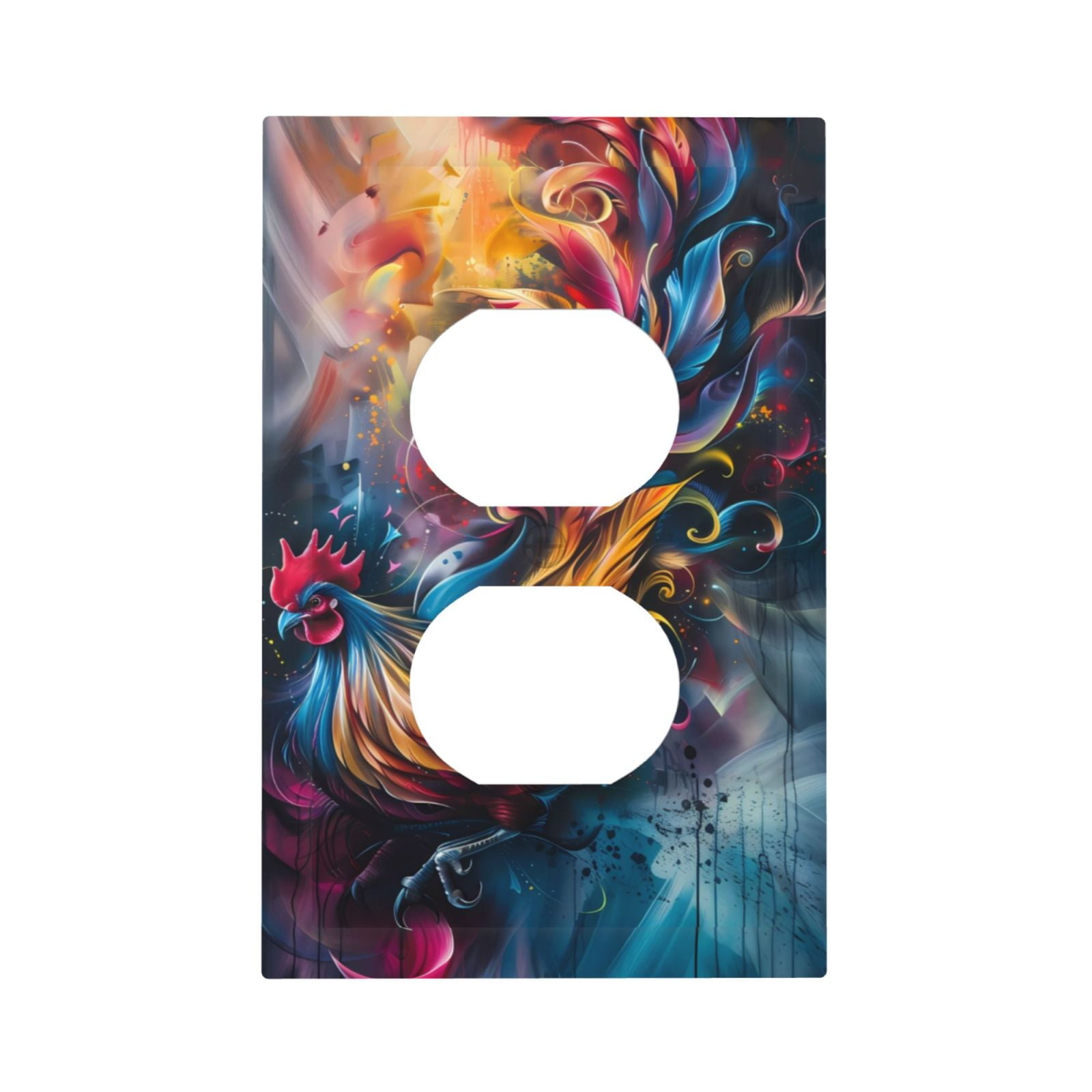 Fotbe Vibrant Rooster Painting Print Duplex Receptacle Wall Plate, 1 ...
