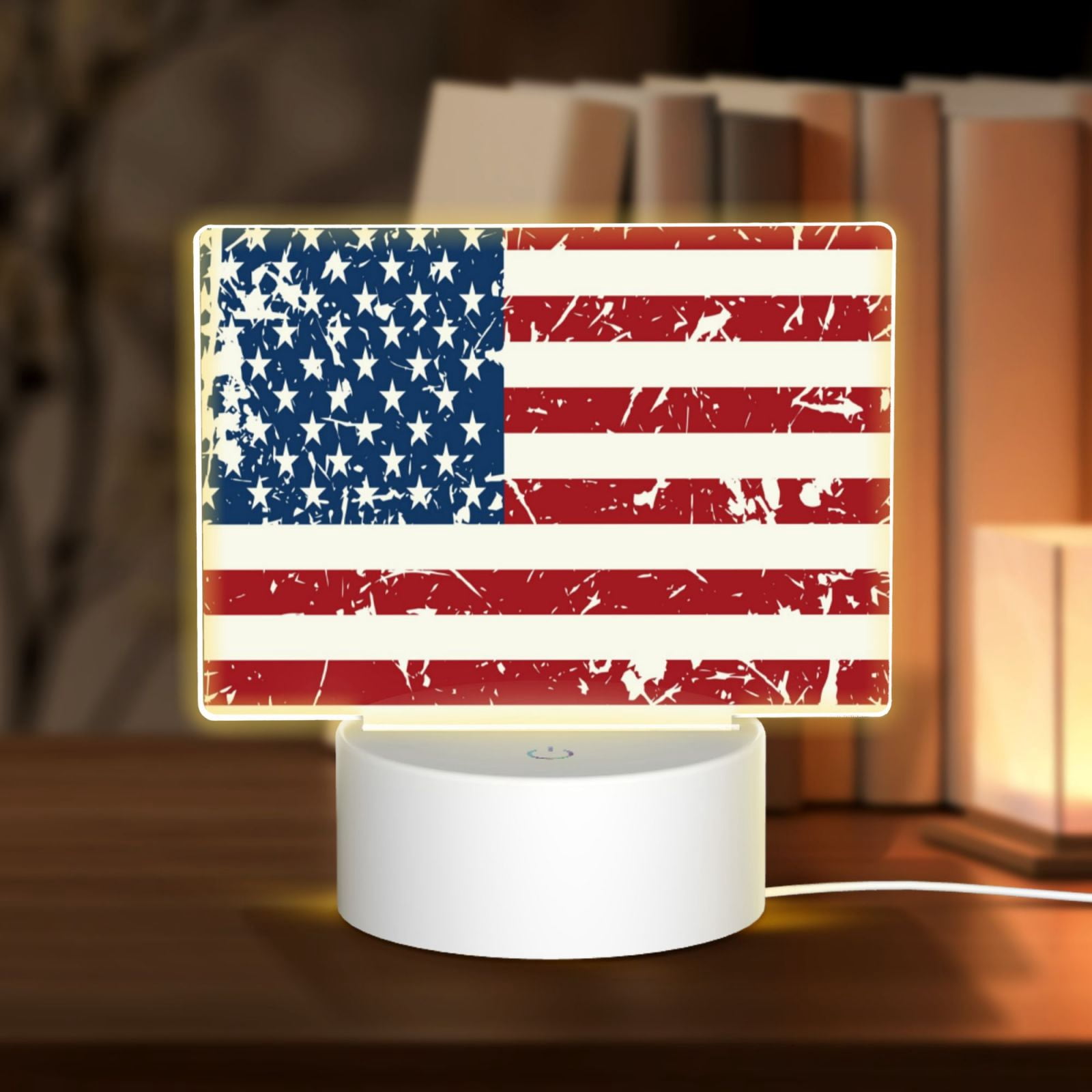 Fotbe Vintage American Flag Pattern Acrylic Night Light Gift with 3 ...