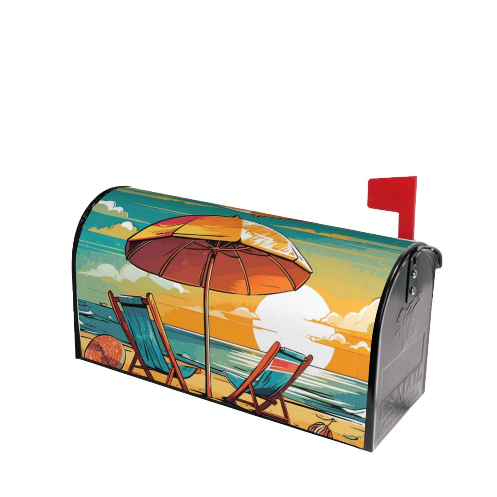 Fotbe Vintage Beach Sunset Mailbox Covers Post Letter Box Cover Garden ...