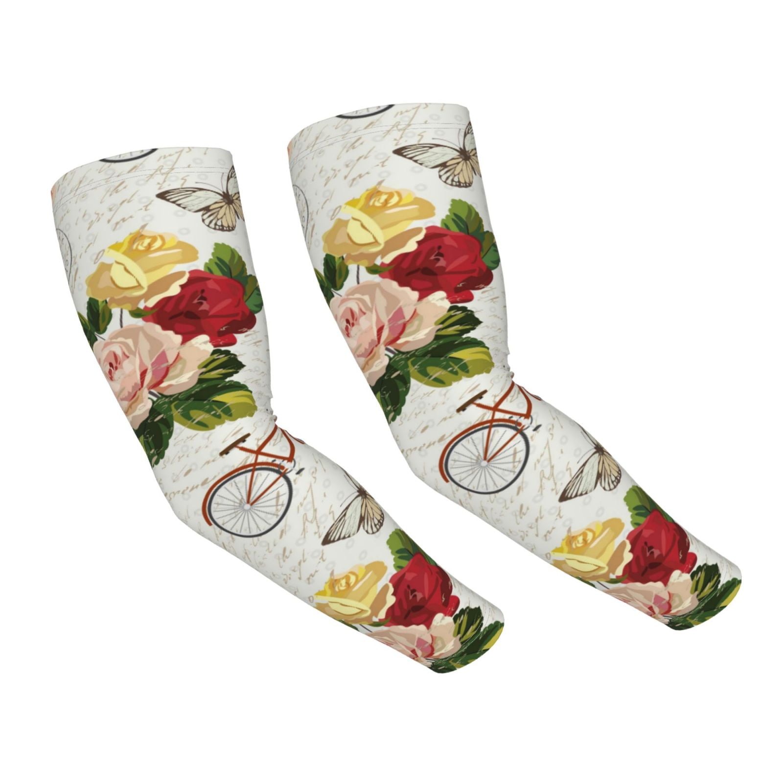 Fotbe Vintage Bike Flower Butterfly UV Sun Protection Arm Sleeves - Tattoo Cover Up - Basketball ...