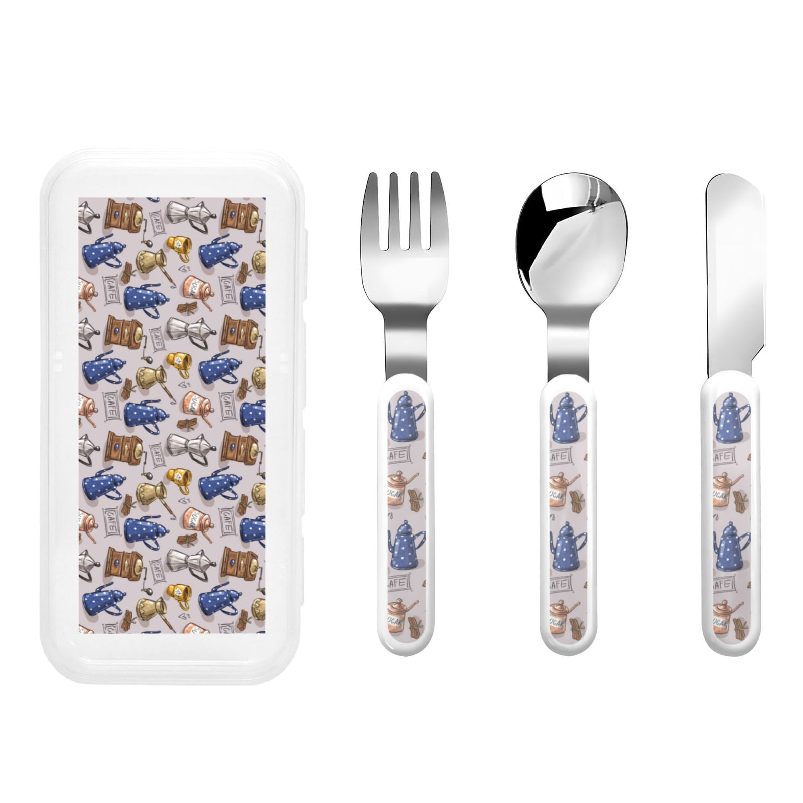 Fotbe Vintage Blue Fox Family A for Stainless Steel Kids Silverware Set ...