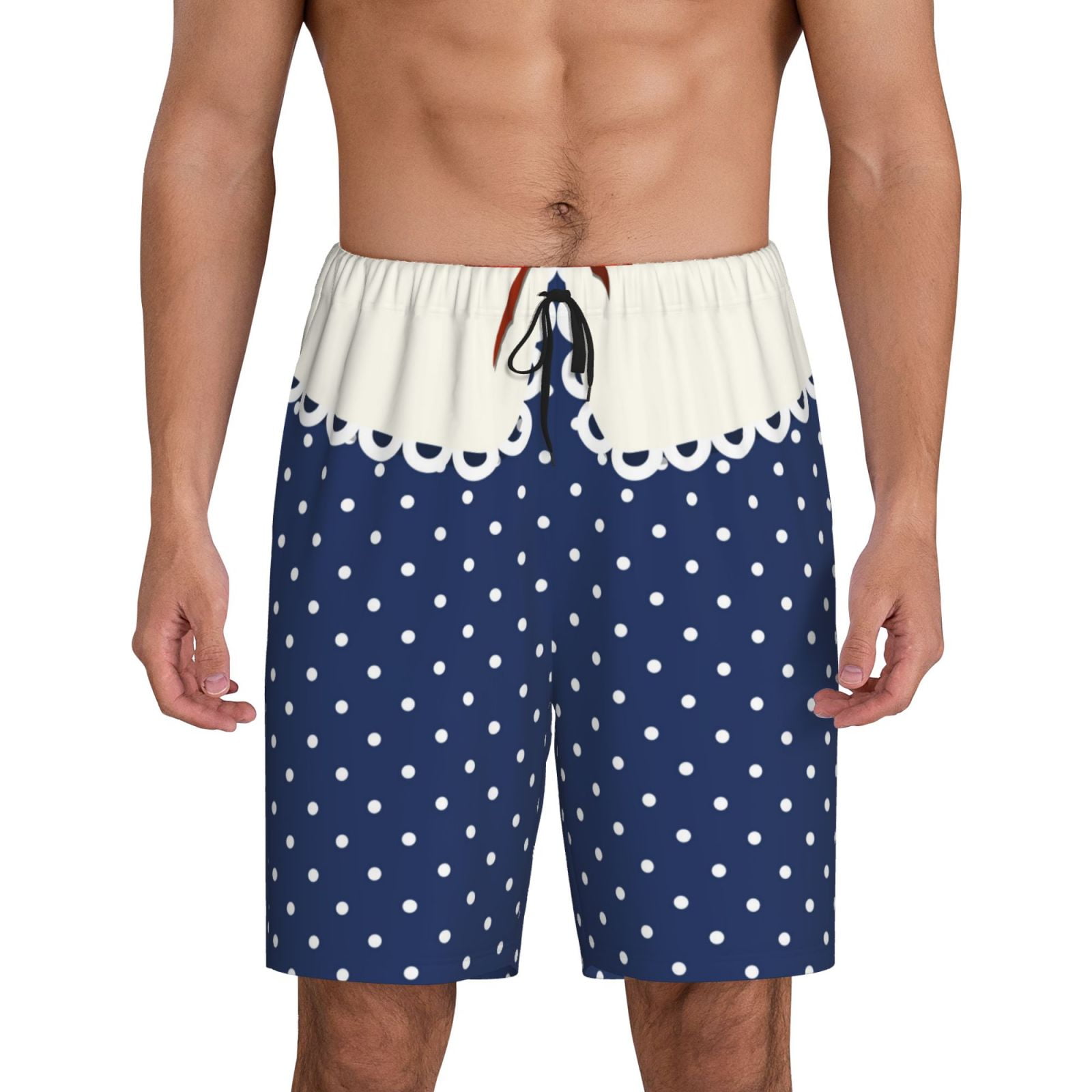 Fotbe Vintage Blue Polka-dot Pattern Pajama Shorts for Men, Men's ...