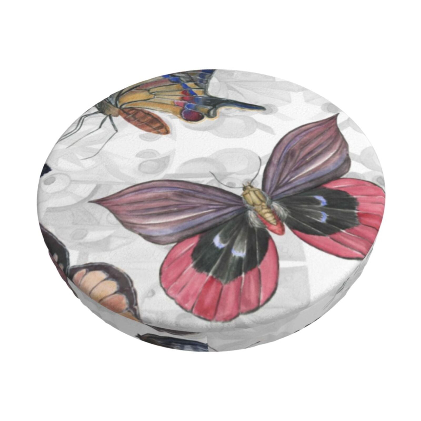 Fotbe Vintage Butterflies Stool Covers Round,Waterproof Round Bar Stool ...