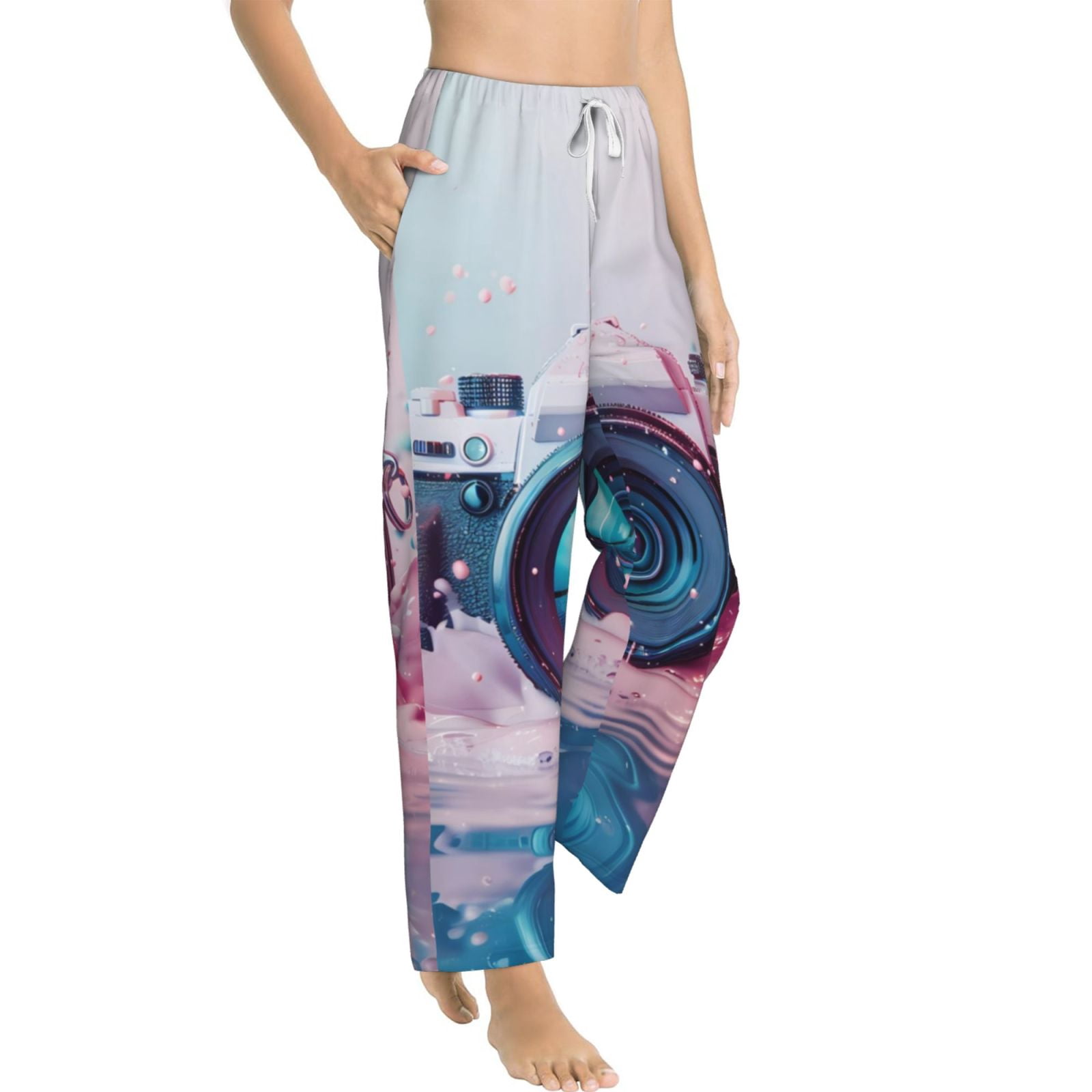 Fotbe Vintage Camera Splash Art Women's Pajama Pants,Sleepwear Pants,Pj ...
