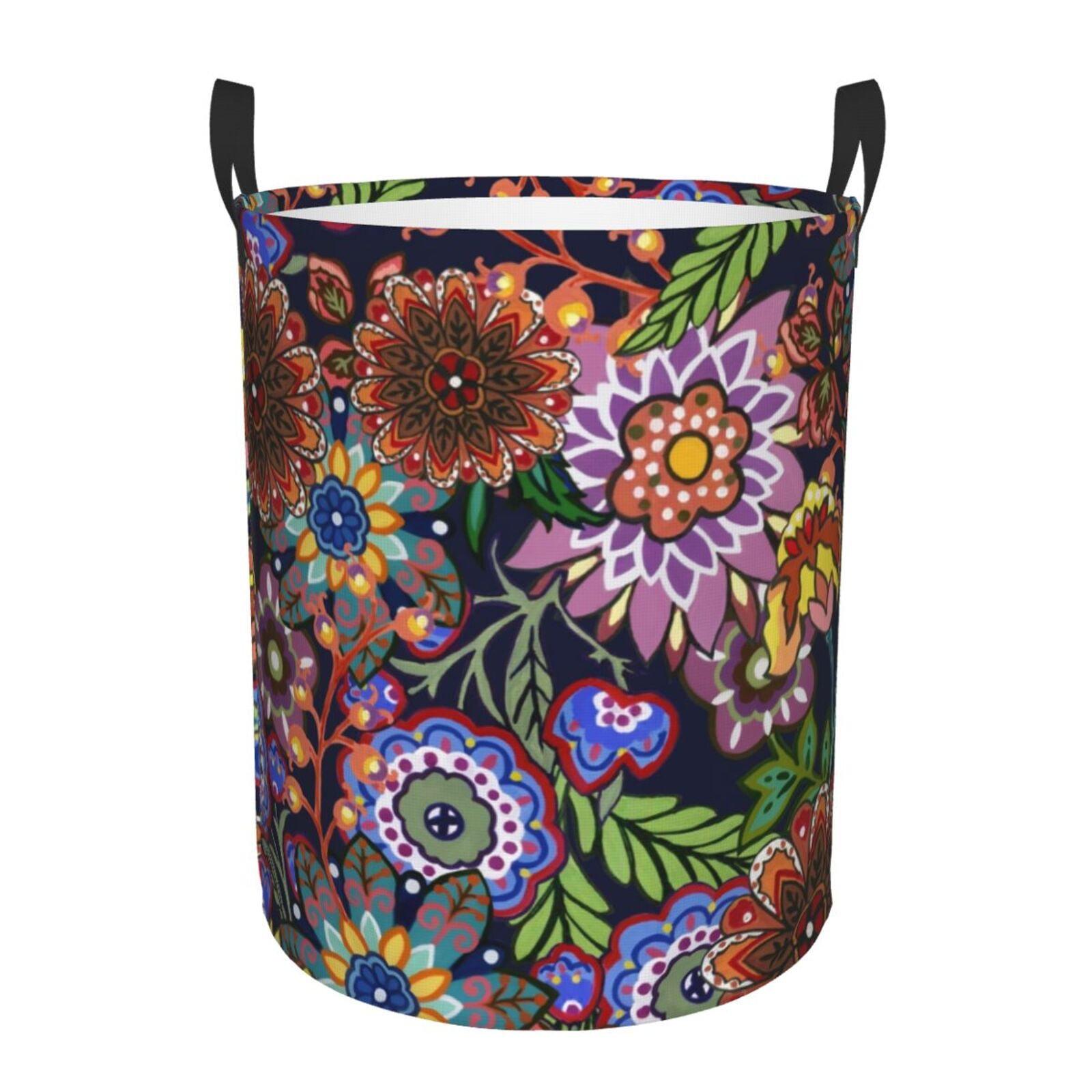 Fotbe Vintage Floral Laundry Basket with Handles, Waterproof Large ...