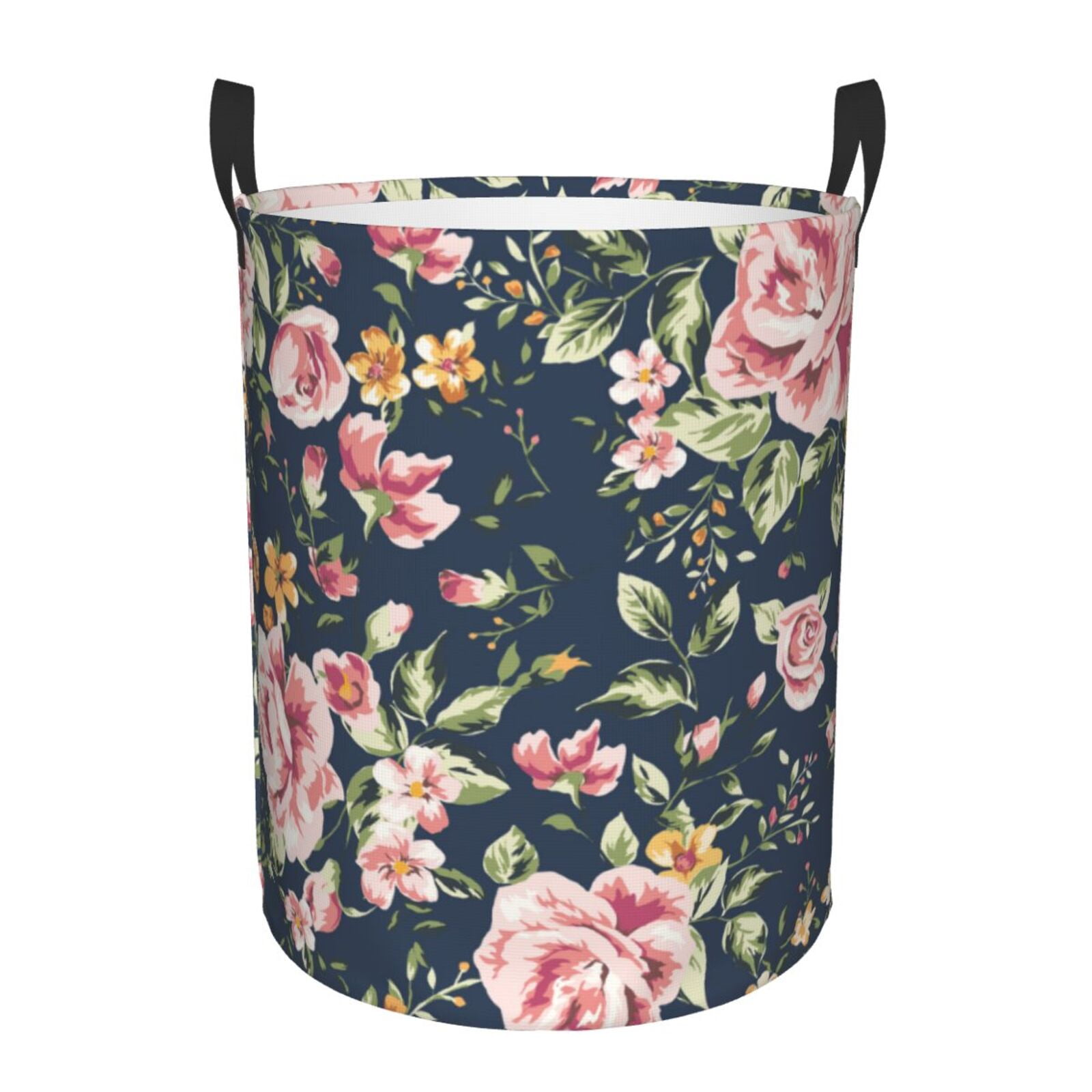 Fotbe Vintage Floral Laundry Basket with Handles, Waterproof Large ...