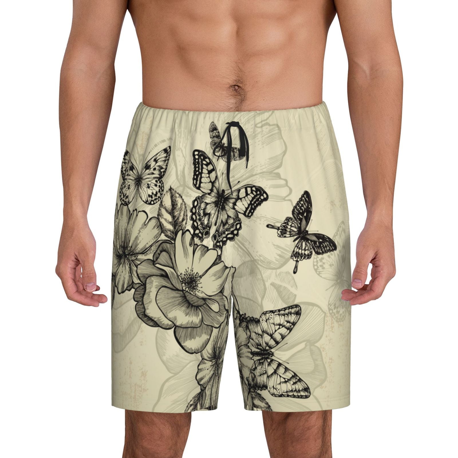 Fotbe Vintage Floral Pajama Shorts for Men, Men's Pajama Bottoms ...