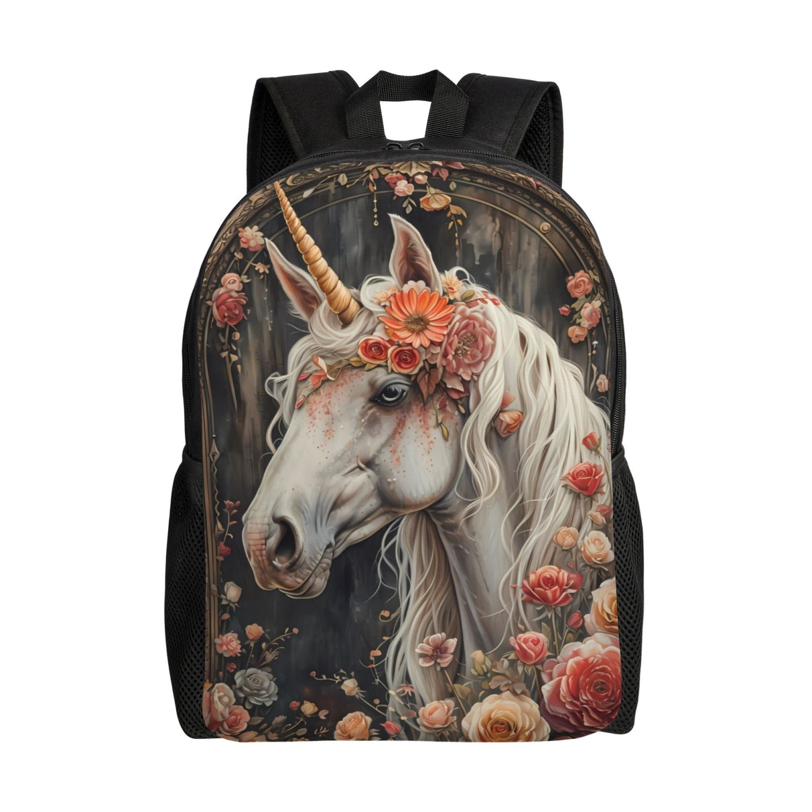 Fotbe Vintage Floral White Horse Travel Laptop Backpack, Business Slim ...