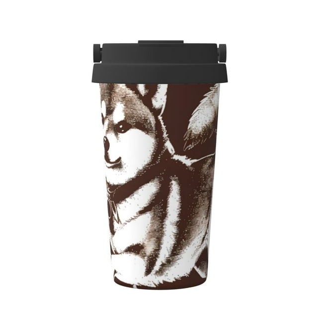 Fotbe Vintage Husky Dog Printed Insulated Travel Coffee Mug Spill Proof ...