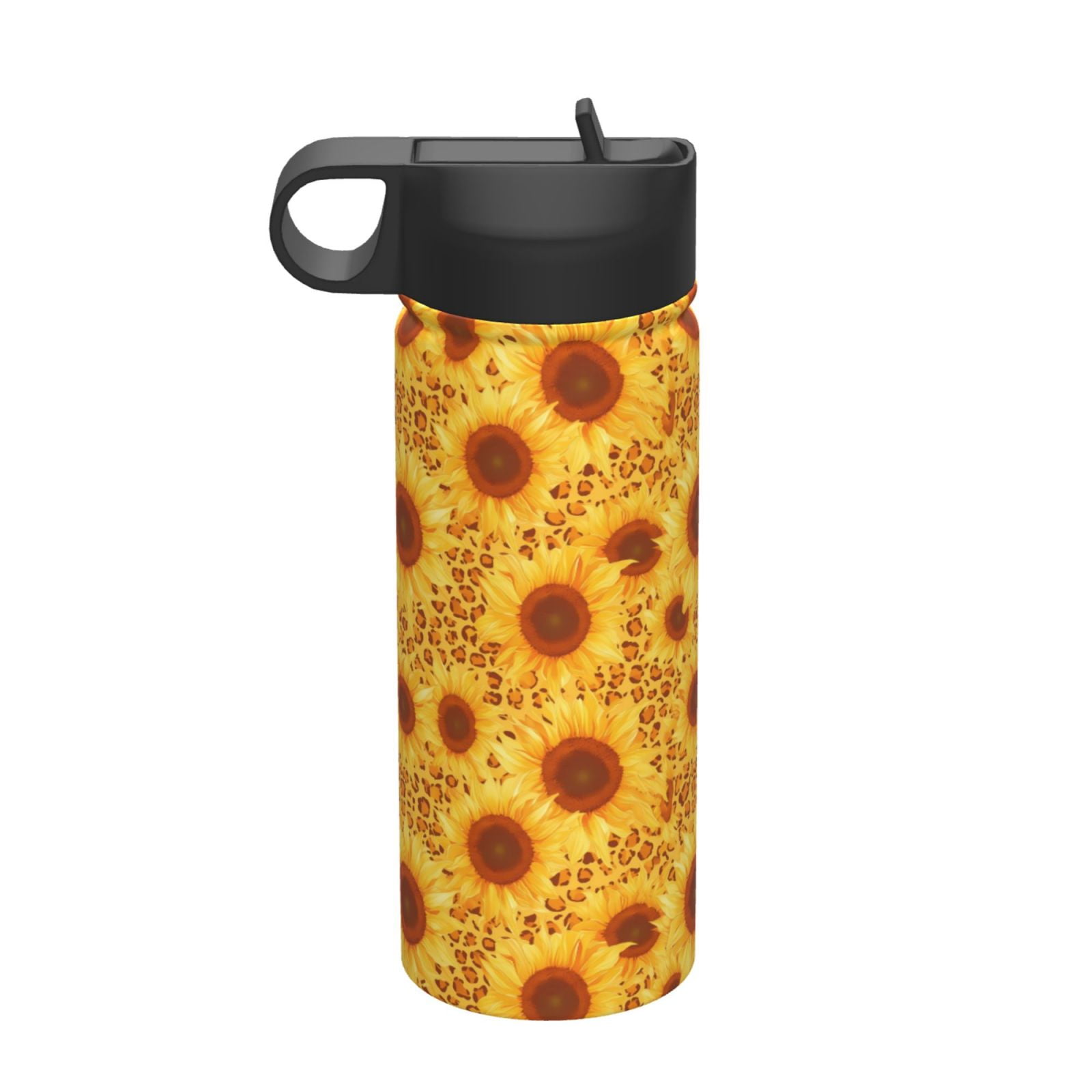 Fotbe Vintage Leopard Print Sunflower Pattern 18oz Sports Insulated ...
