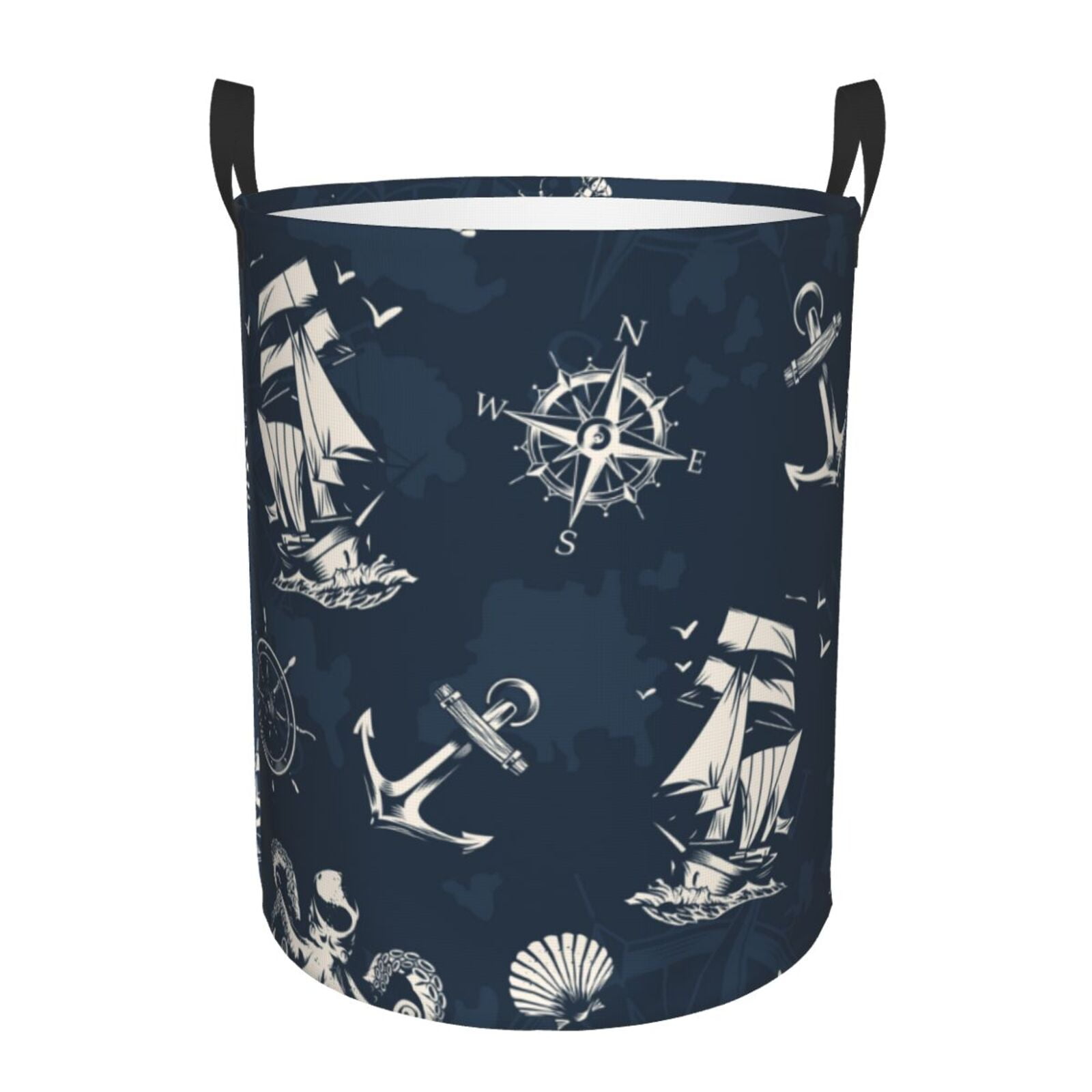 Fotbe Vintage Marine Laundry Basket with Handles, Waterproof Large ...