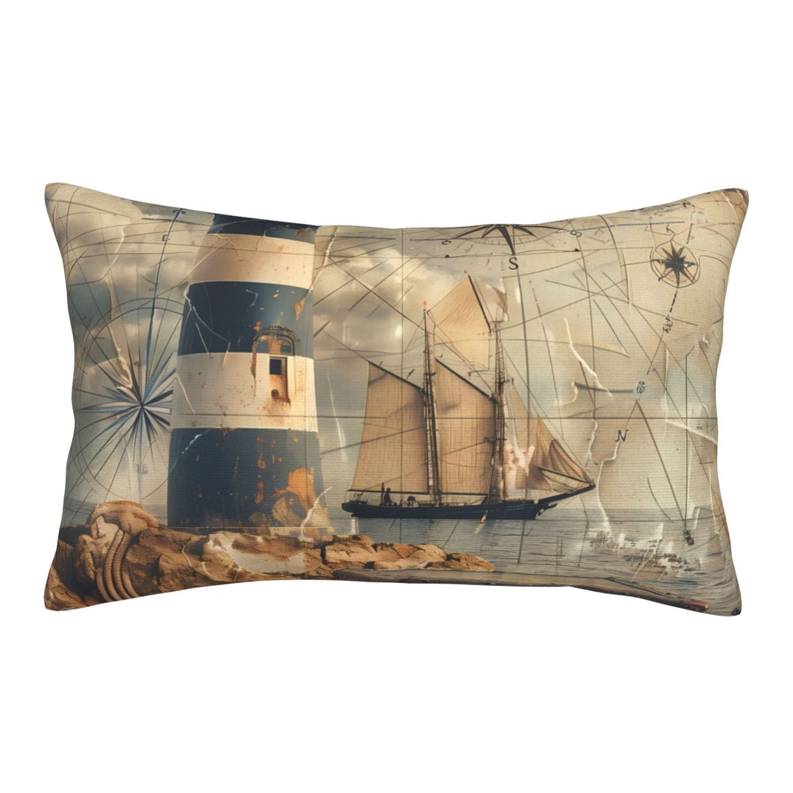 Fotbe Vintage Nautical Lighthouse Pillow Cases - Envelope Closure ...
