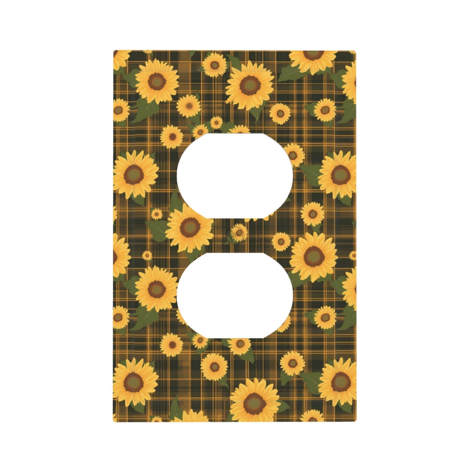 Fotbe Vintage Plaid Sunflower Print Duplex Receptacle Wall Plate, 1 ...