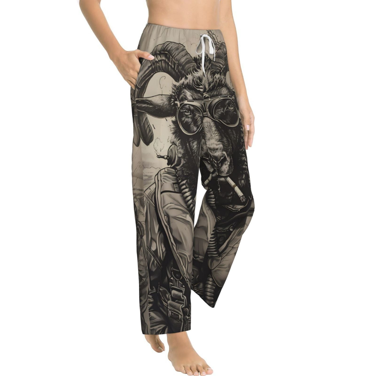 Fotbe Vintage Ram Pilot Women's Pajama Pants,Sleepwear Pants,Pj Bottoms ...