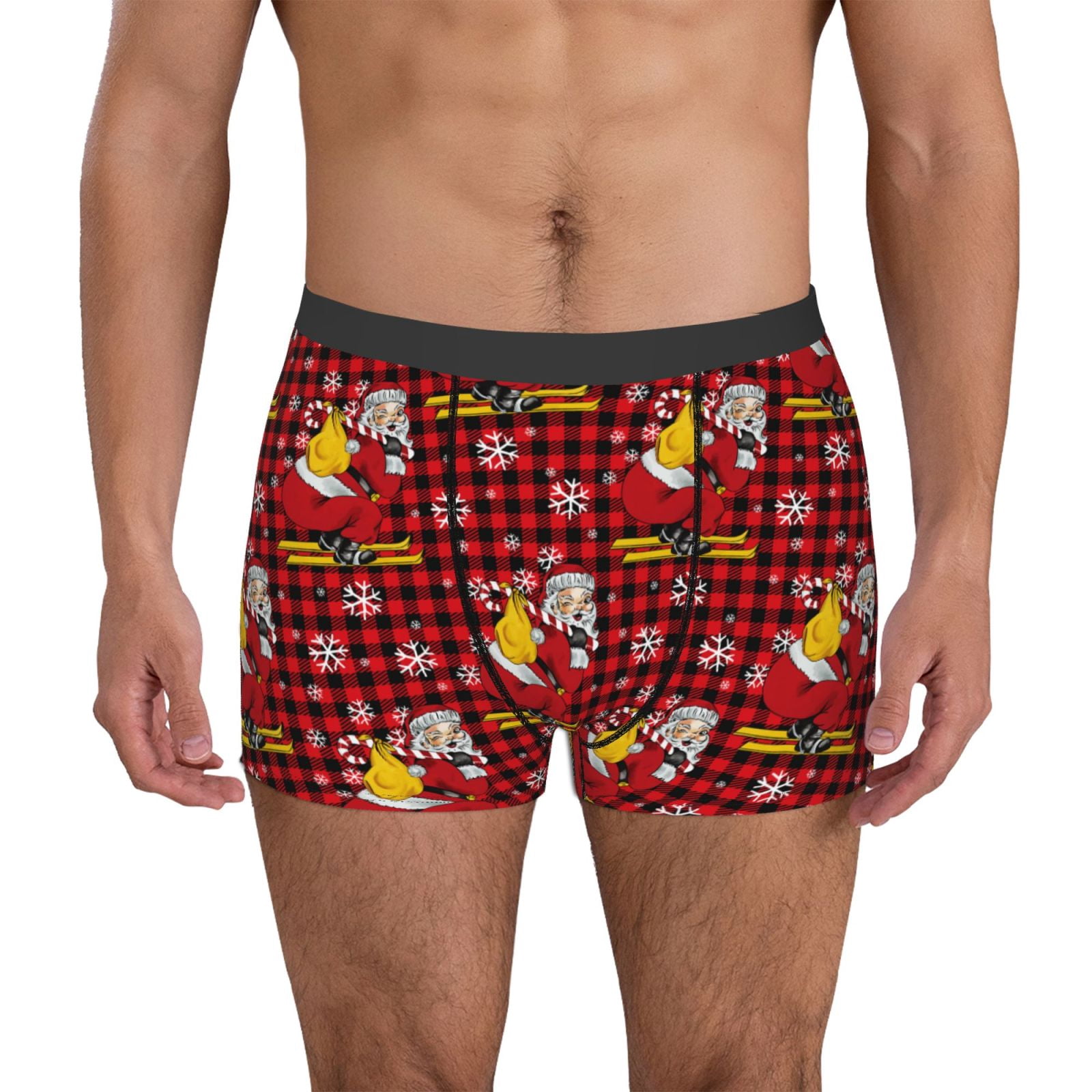 Fotbe Vintage Santa Skiing Red Plaid Men’s Total Support Pouch Boxer ...