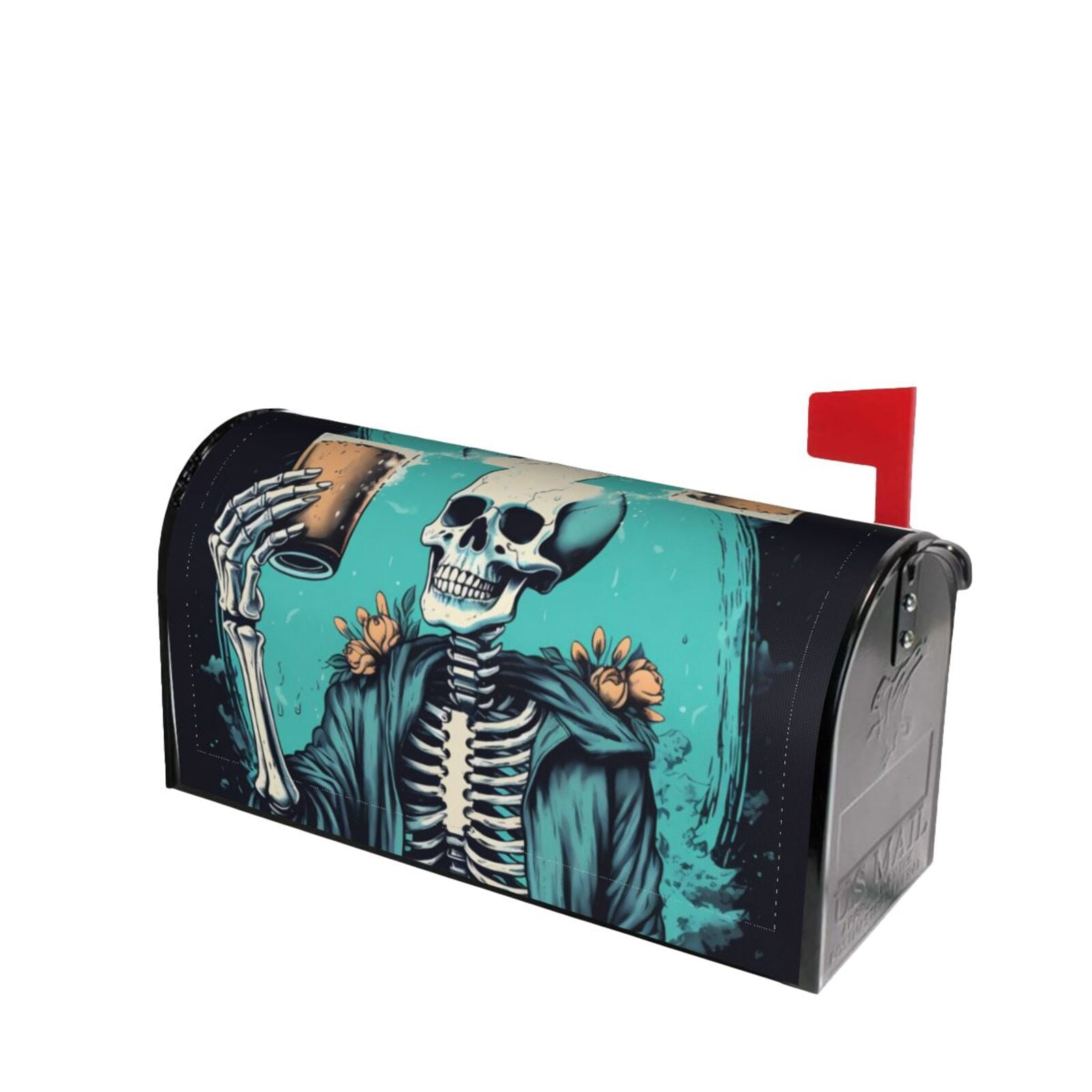 Fotbe Vintage Skull Beer Mailbox Covers Post Letter Box Cover Garden ...