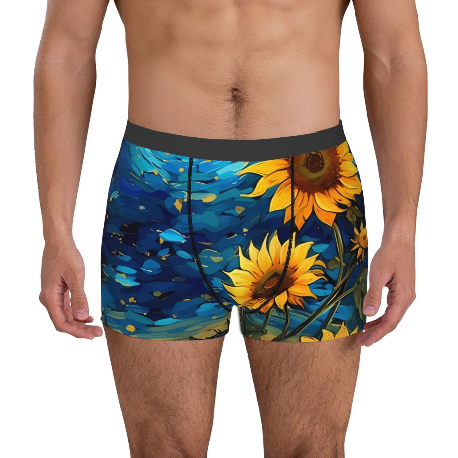 Fotbe Vintage Starry Sky Sunflower Men’s Total Support Pouch Boxer Briefs, X-Temp Cooling ...