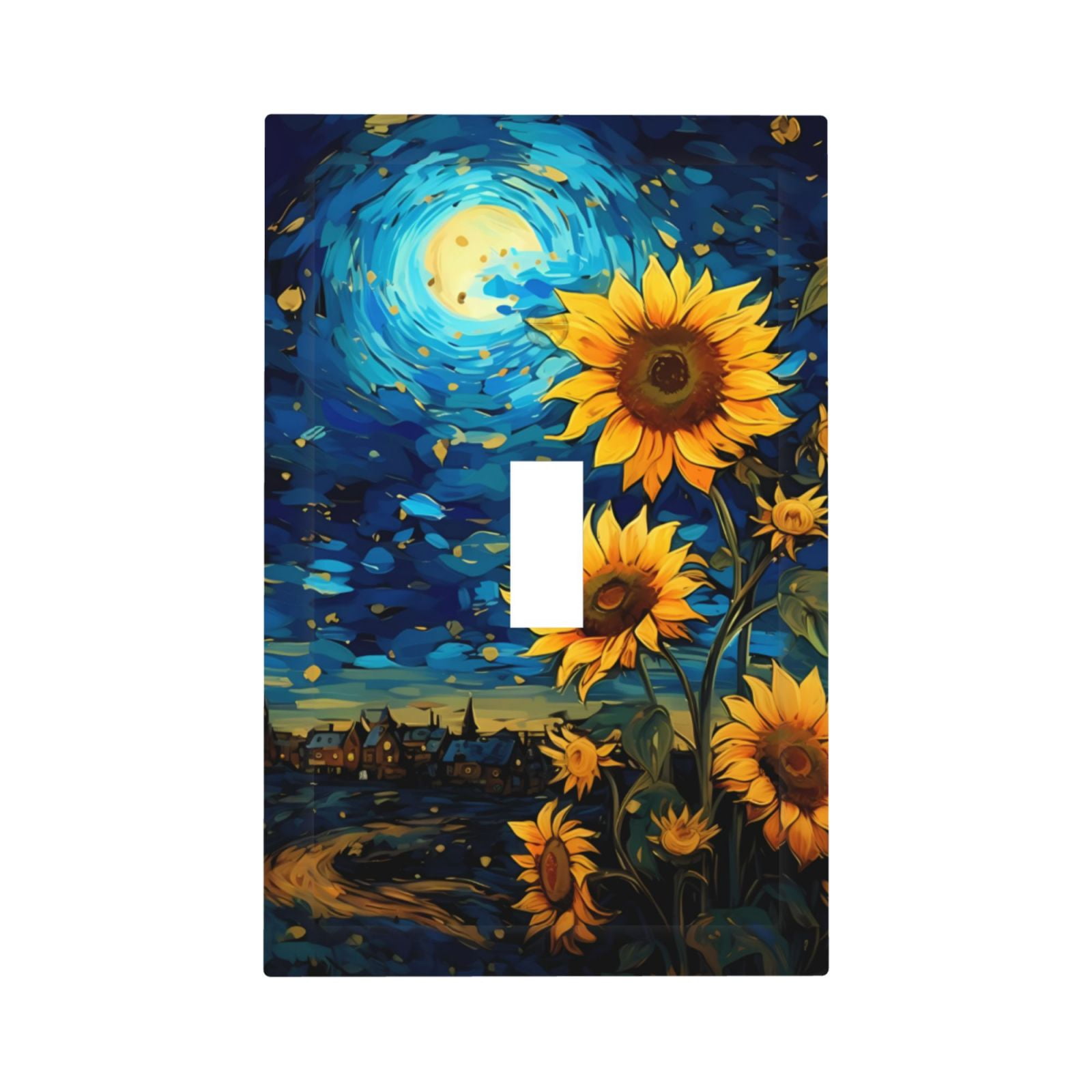 Fotbe Vintage Starry Sky Sunflower Print Duplex Receptacle Wall Plate ...