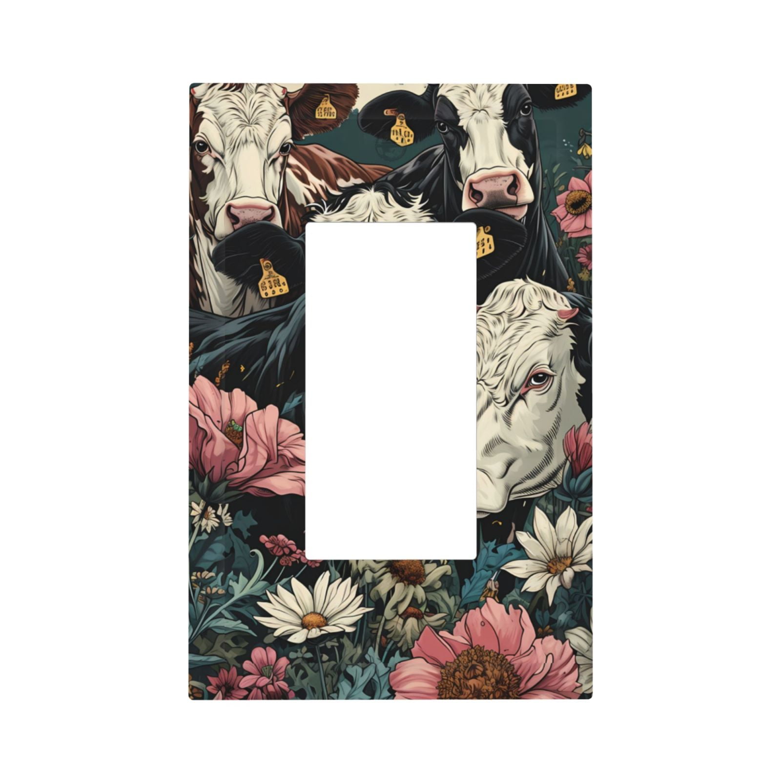Fotbe Vintage Sunflower Cow Print Duplex Receptacle Wall Plate, 1-Gang ...