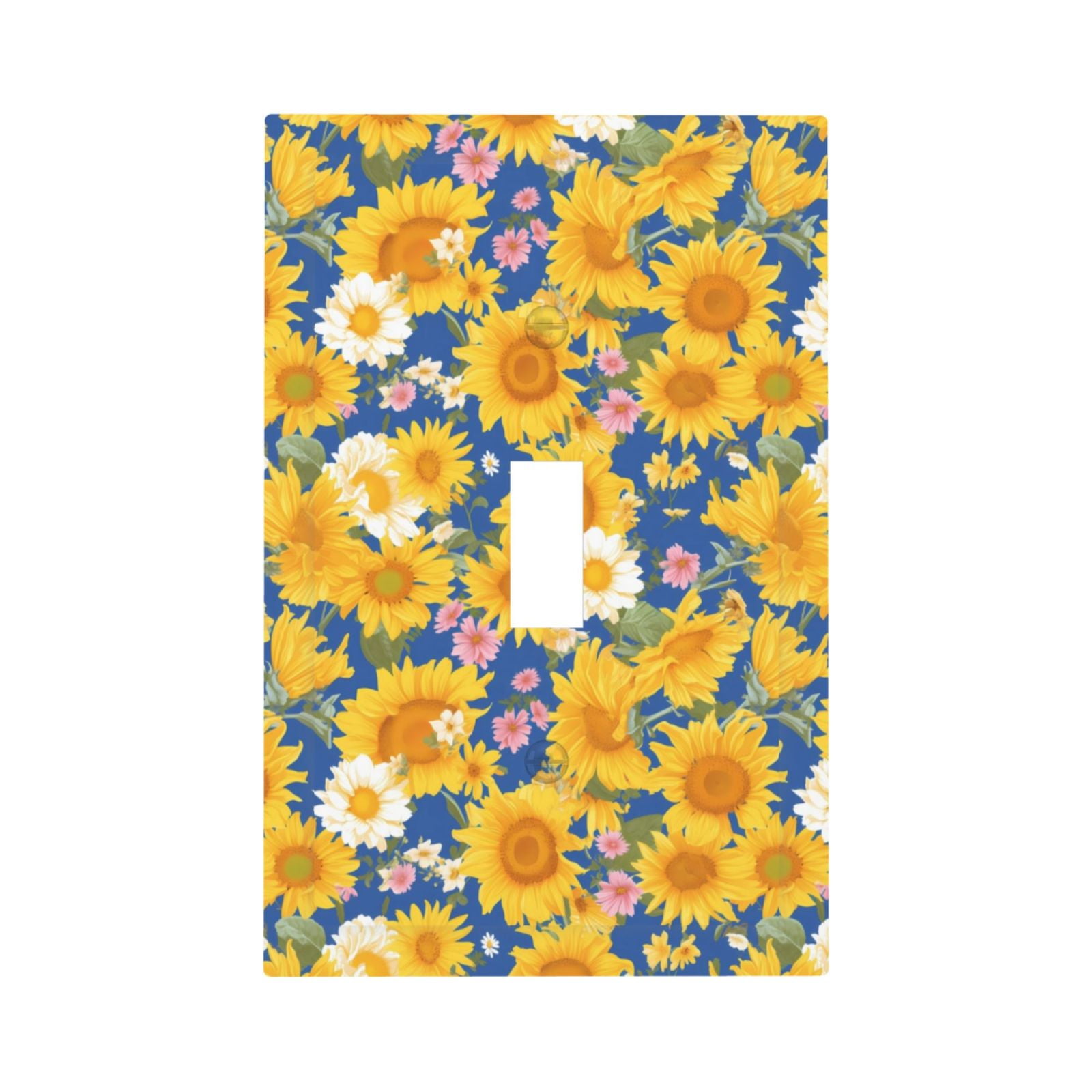 Fotbe Vintage White Yellow Sunflower Print Duplex Receptacle Wall Plate ...