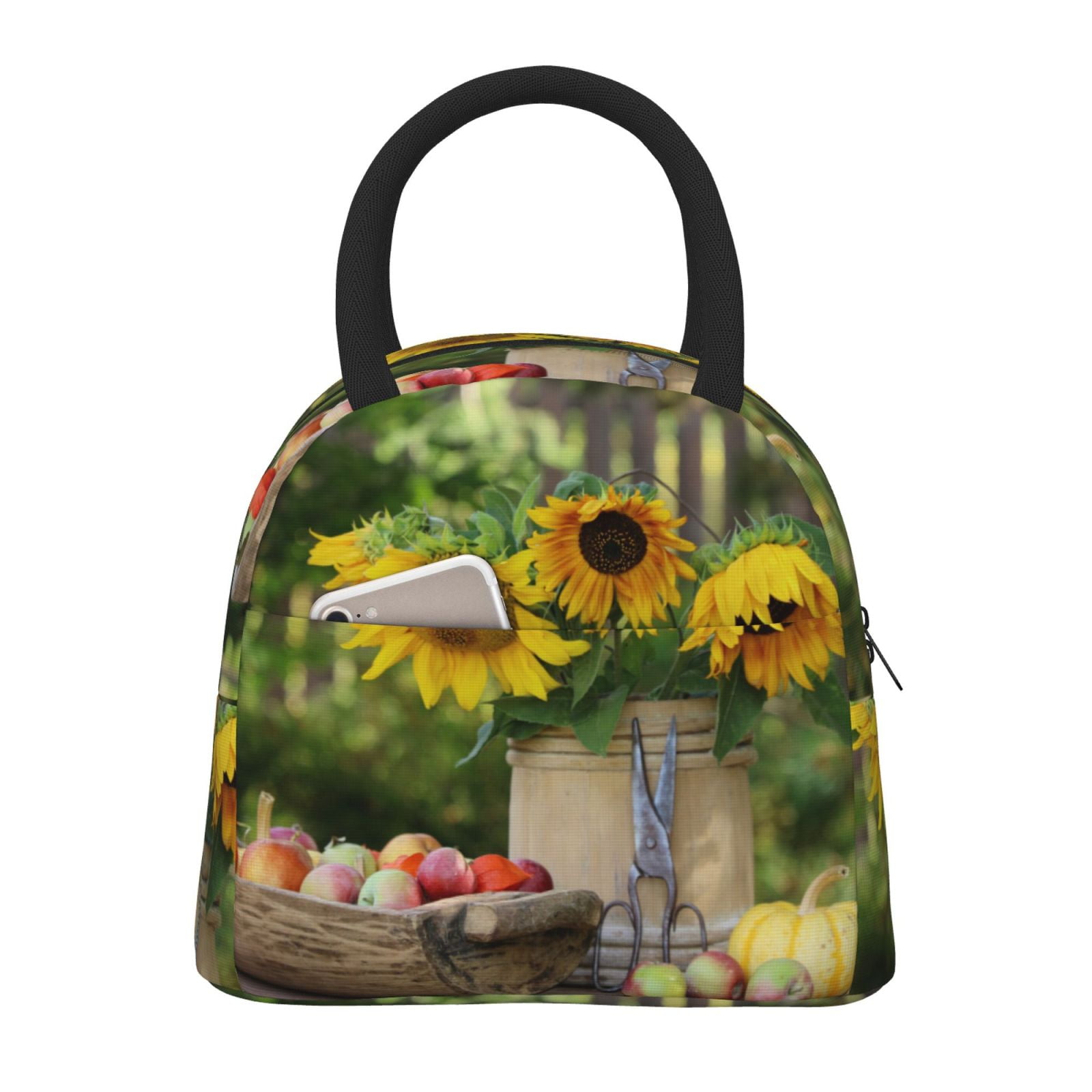 Fotbe Vintage Wooden Bucket Pattern Lunch Bag, Insulated Lunch Box ...