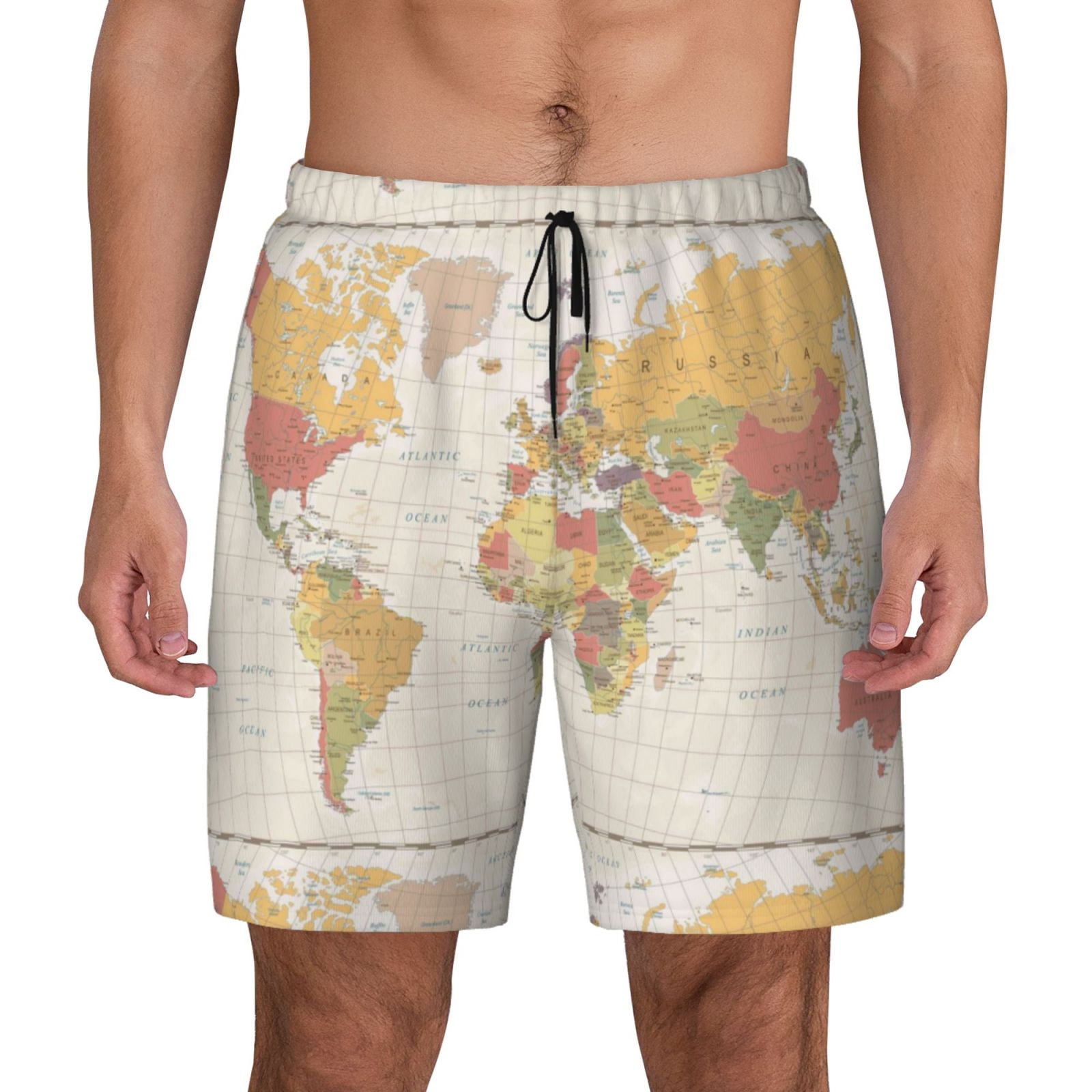 Fotbe Vintage World Map1 Men’s Swim Trunks Quick Dry Swim Shorts Board ...
