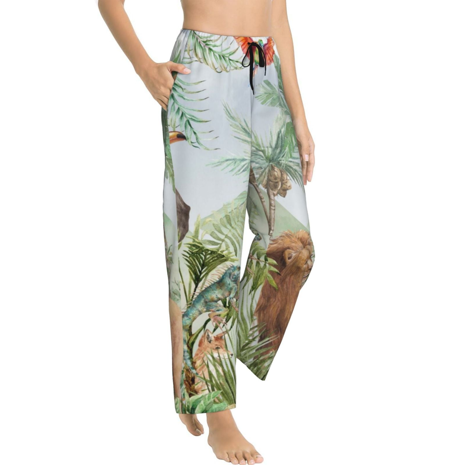 Fotbe Watercolor African Animals Wildlife Women's Pajama Pants ...