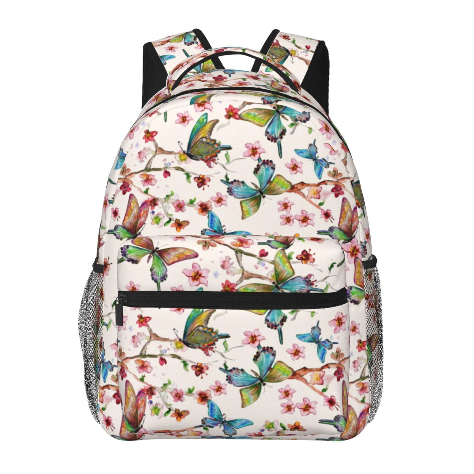 Fotbe Watercolor Floral With Butterflies Pattern Casual Backpack for ...