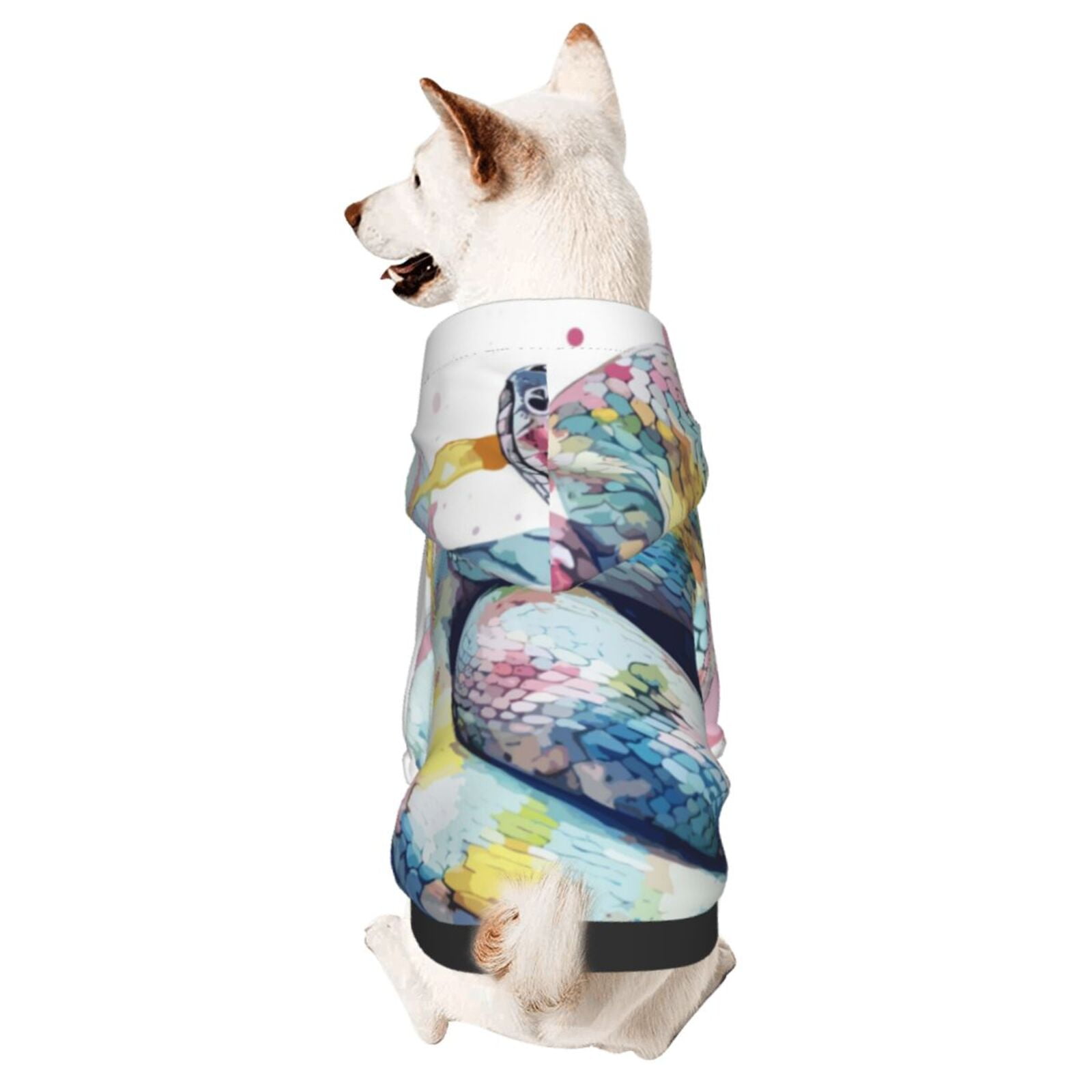 Fotbe Watercolor Snake Print Small Dog Sweater Hoodies Pet Grey Hooded ...